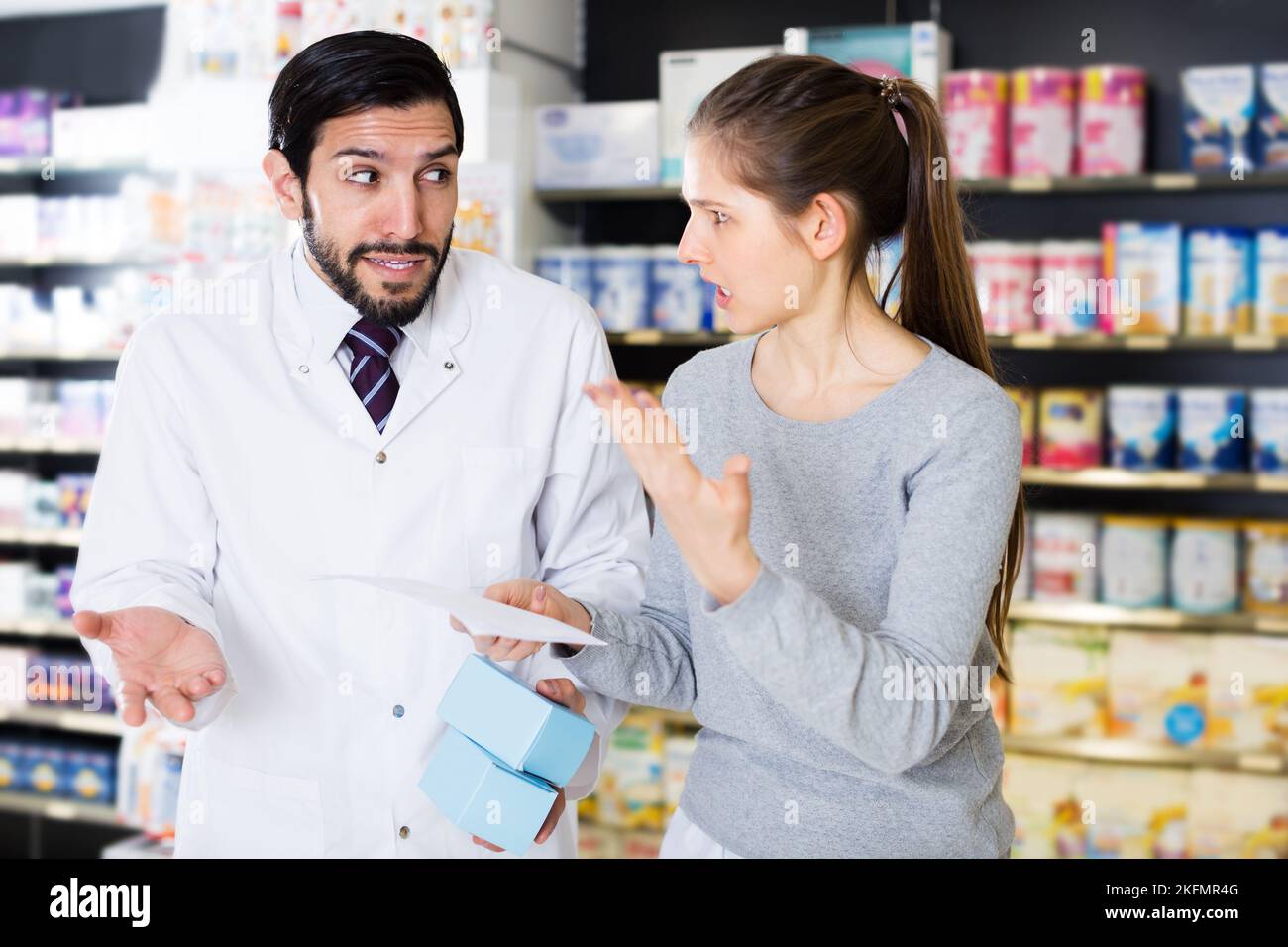 Pharmacy customer angry hi-res stock photography and images - Alamy