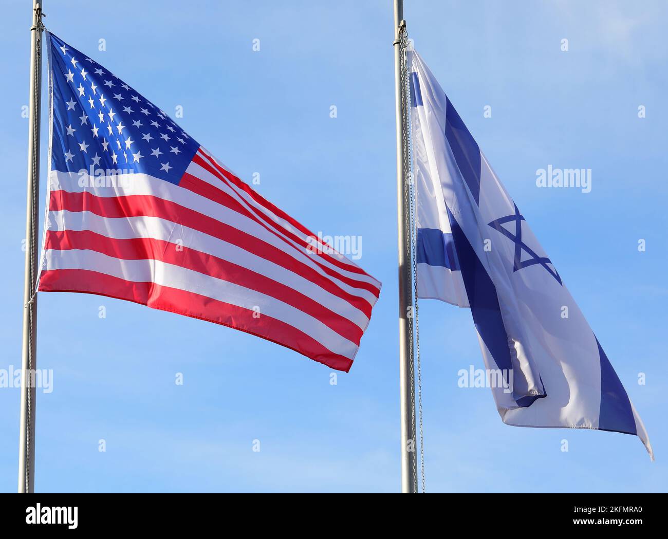 flag of united states of america and israel waving Stock Photo - Alamy