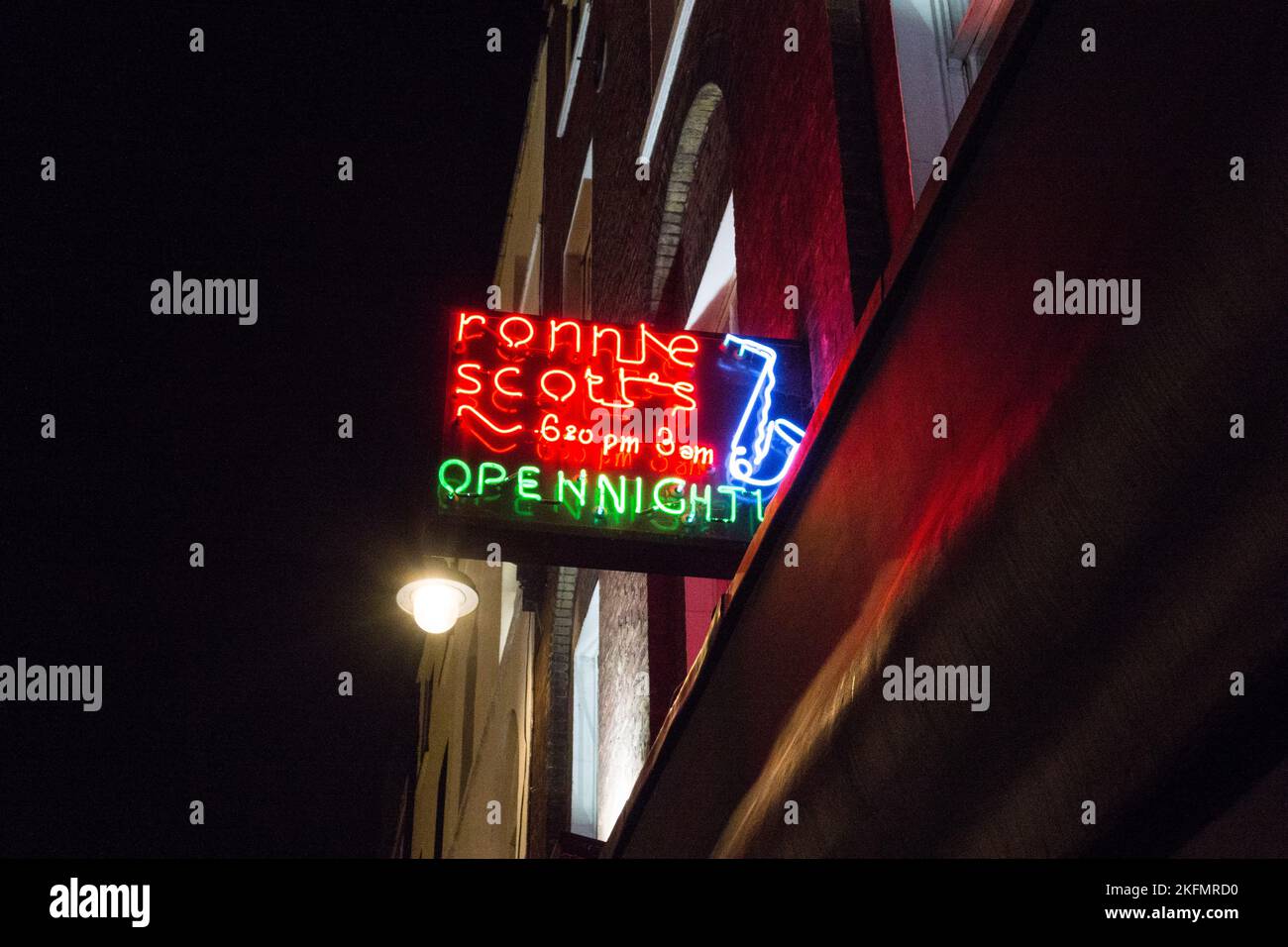 Neon signage above Ronnie Scott's Nightclub and jazz venue on Frith ...