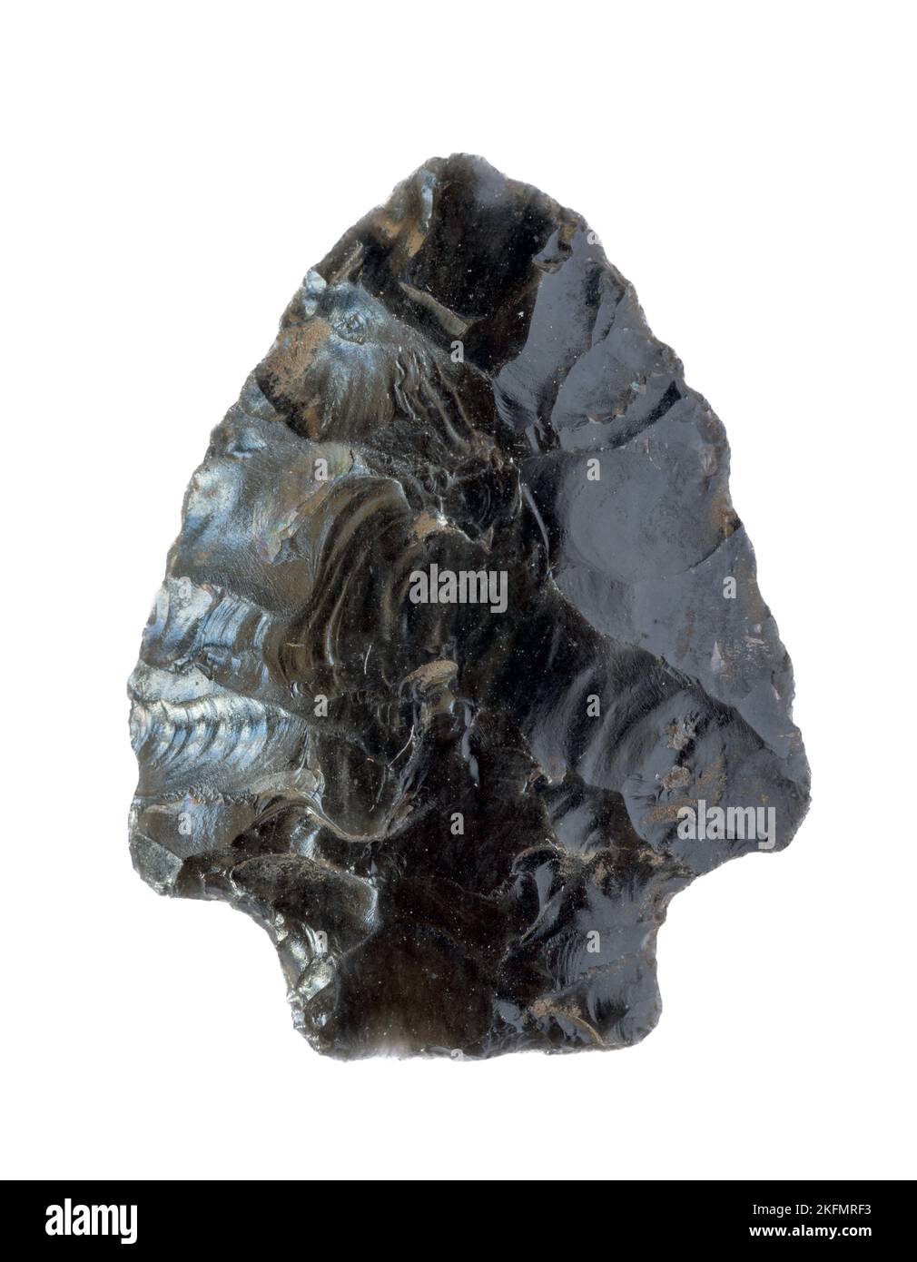 Neolithic obsidian arrowhead on white background Stock Photo - Alamy