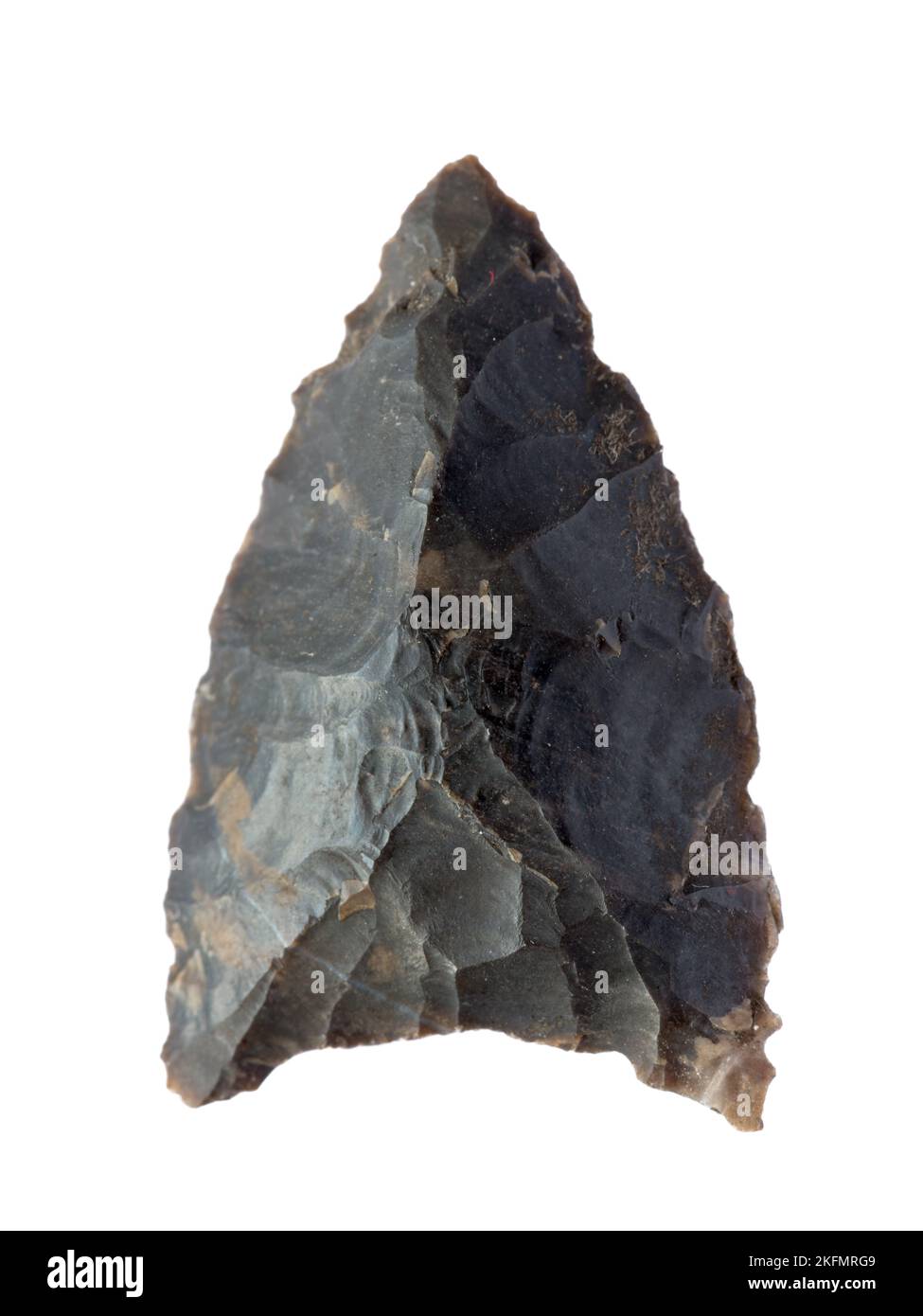 Neolithic flint arrowhead on white background Stock Photo - Alamy