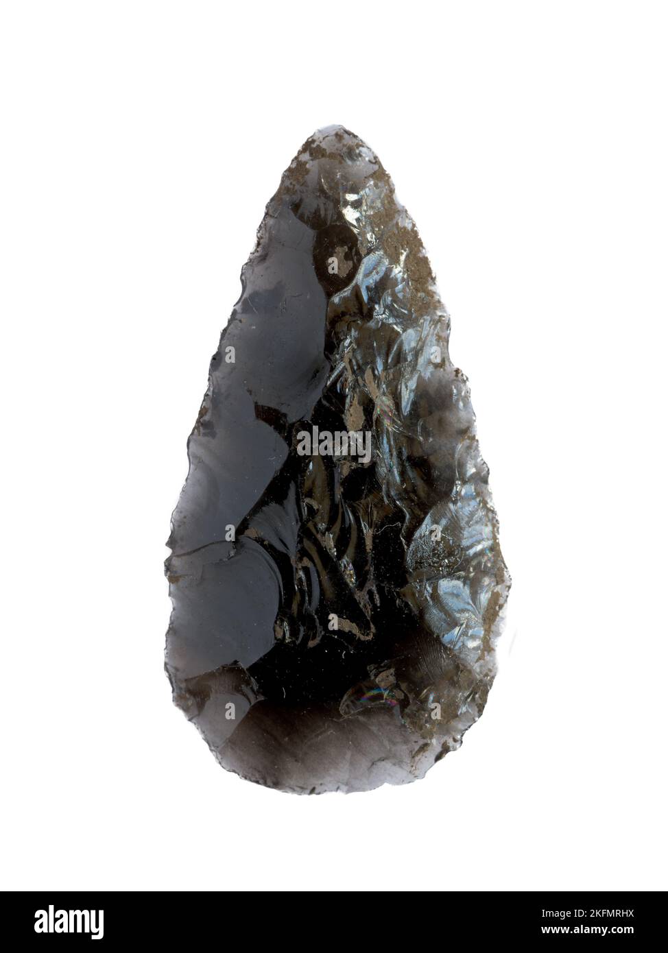 Neolithic obsidian arrowhead on white background Stock Photo - Alamy