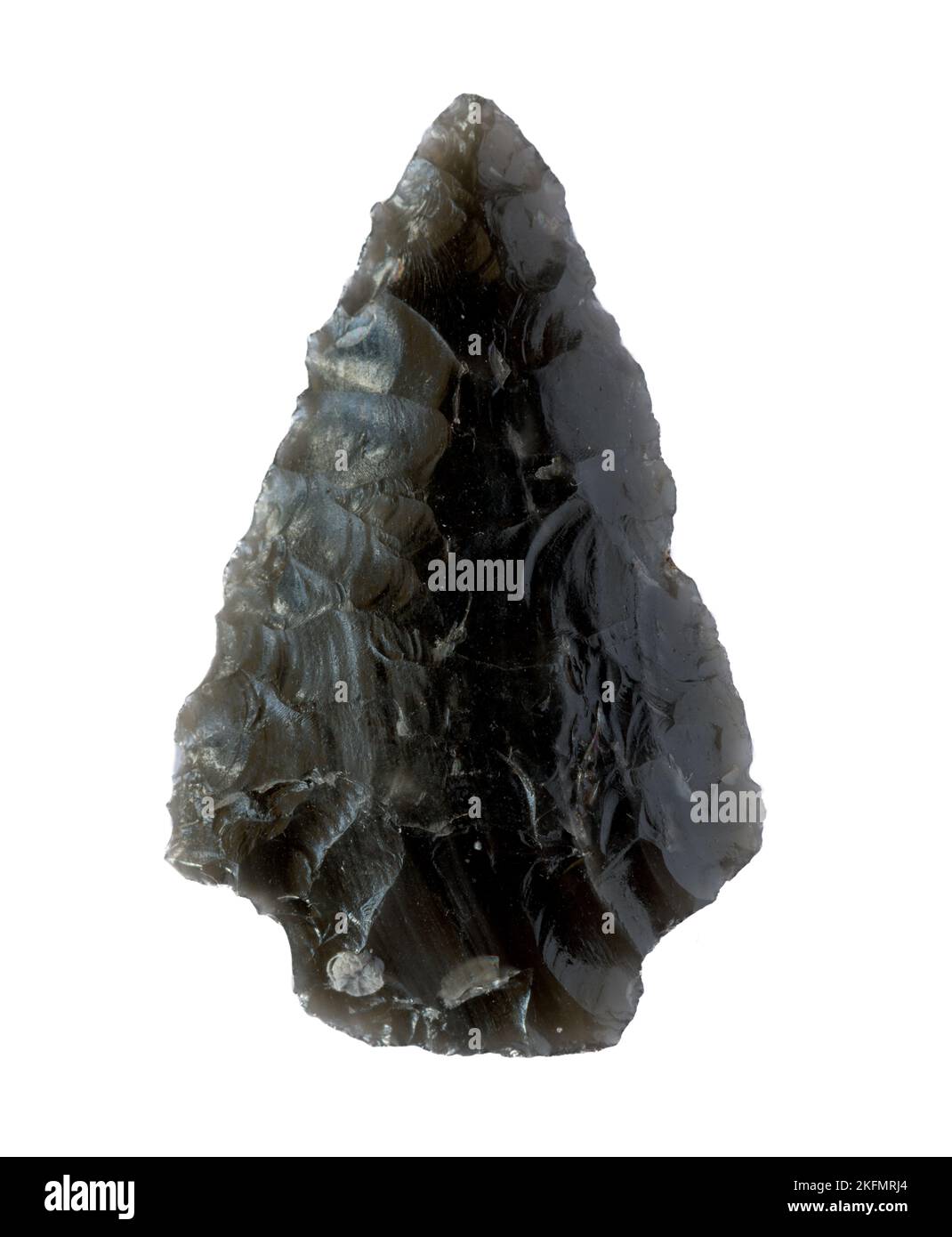 Neolithic obsidian arrowhead on white background Stock Photo - Alamy