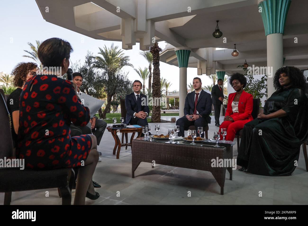 France’s President Emmanuel Macron meets with the ambassadors of the ...