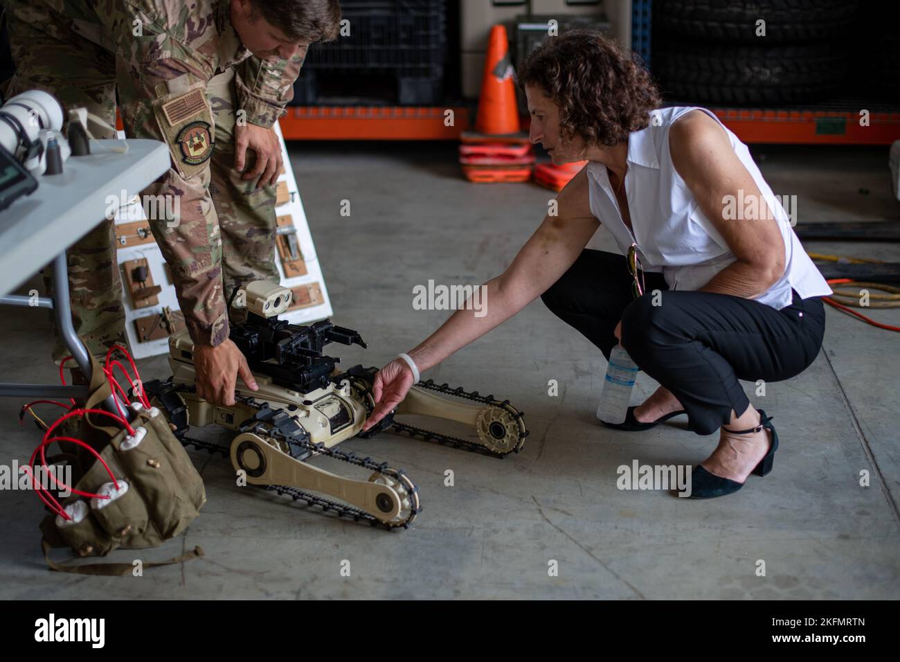 Dr. Victoria Coleman, right, Air Force Chief Scientist, examines a MTGR ...