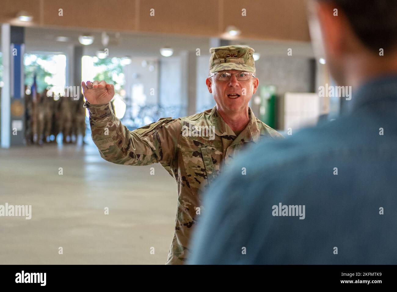 U.S. Air Force Col. Jeff Pixley, 737th Training Group commander, briefs ...
