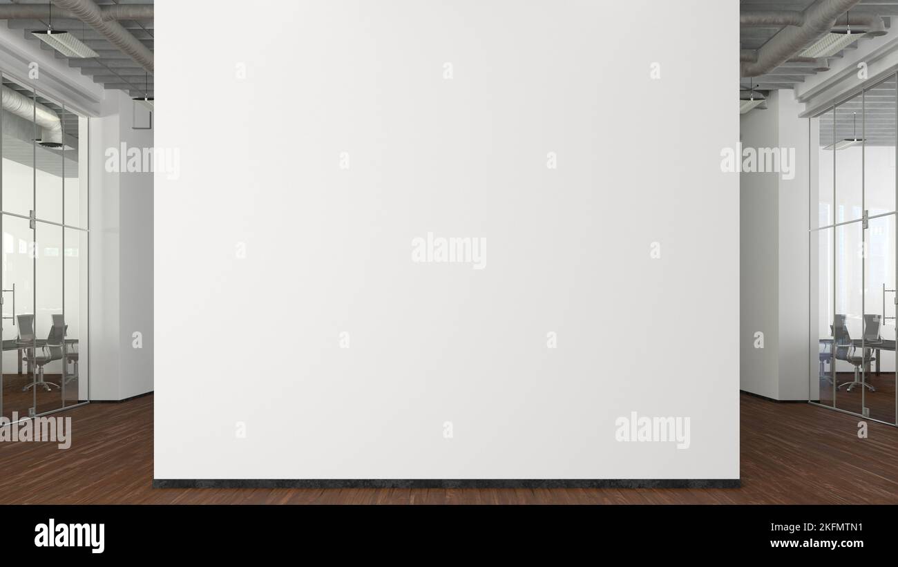 Blank white office wall mock up in modern office interior Stock Photo ...