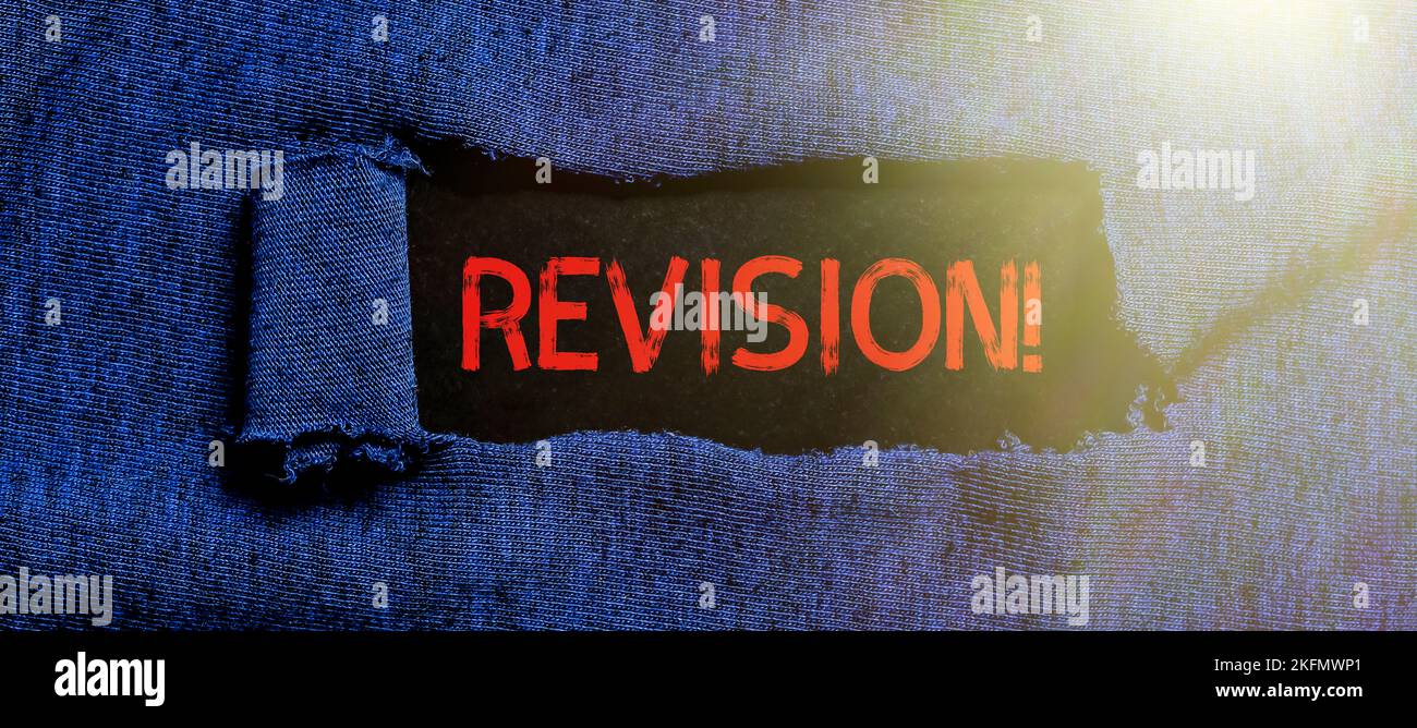 Sign displaying Revision. Business idea action of revising over someone ...