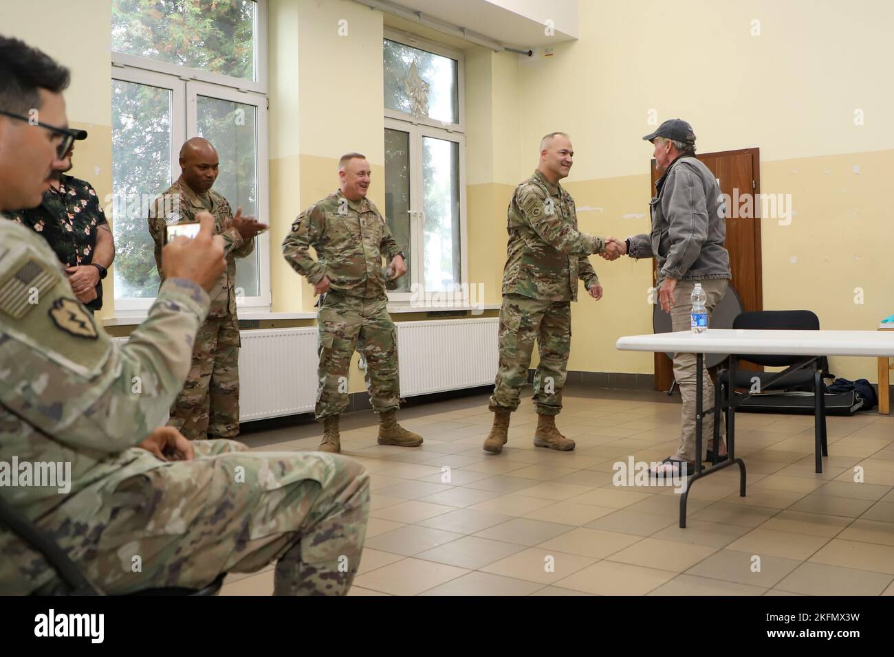 Col. James Young III thanks the actors for visiting Powidz, Poland on ...