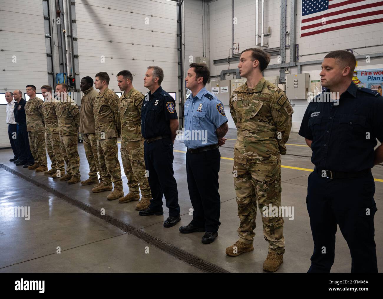 Royal Air Force firefighters and Airmen assigned to the 100th Civil ...