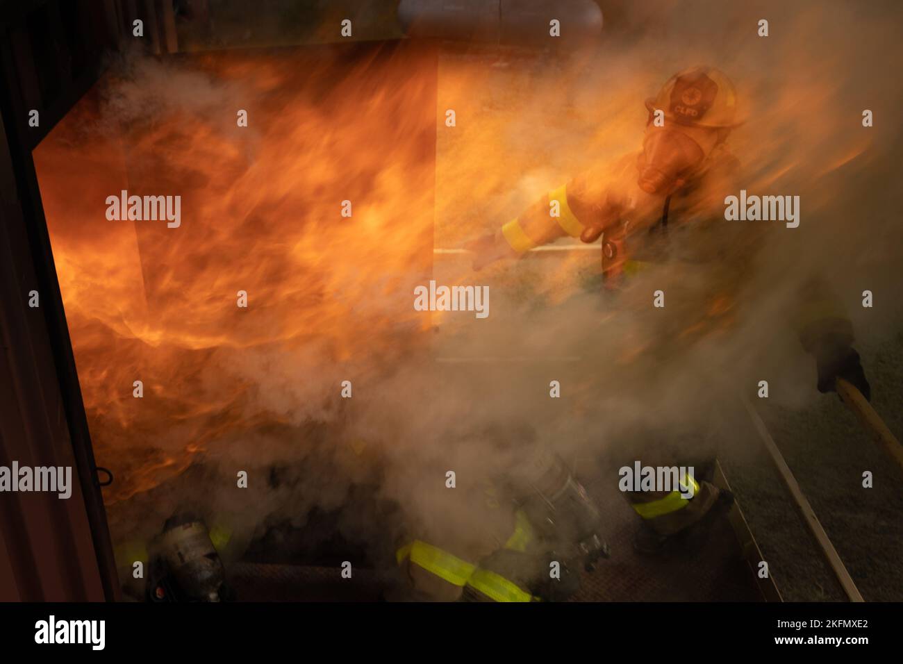 A firefighter with Camp Lejeune Fire and Emergency Services Division ...