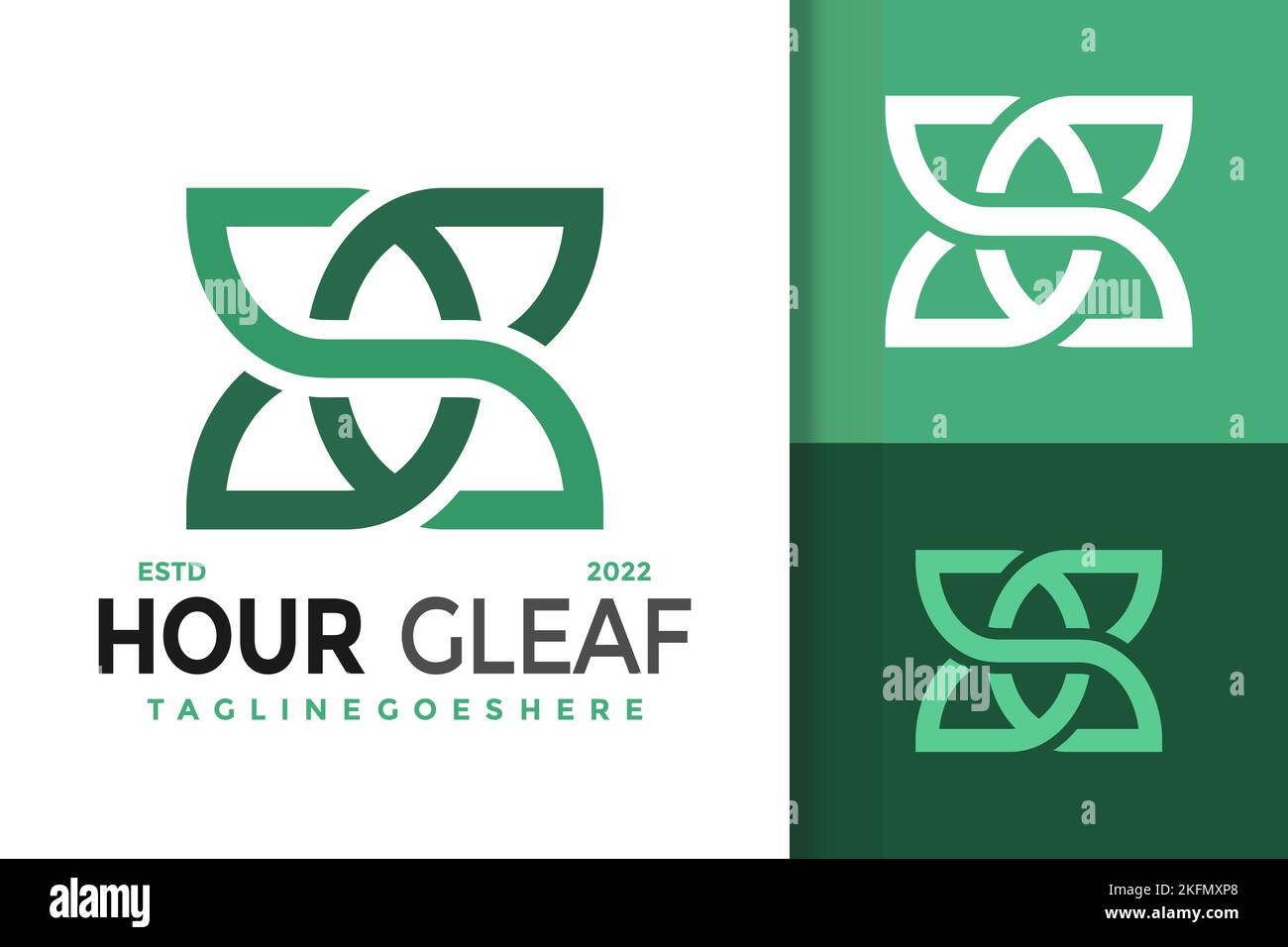 An hour gleaf logo design brand identity on a white background Stock ...