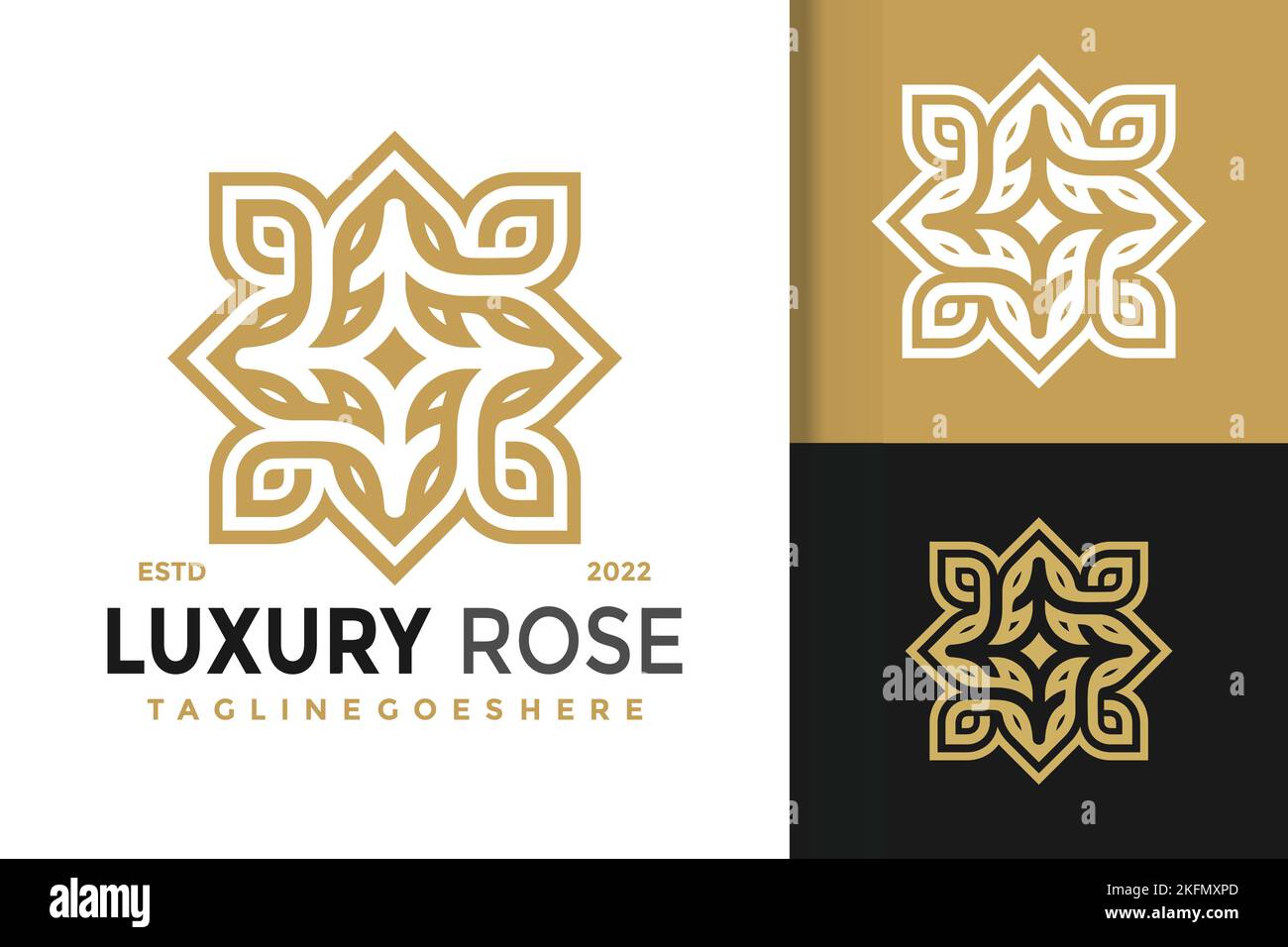 A luxury rose logo design brand identity on a white background Stock ...