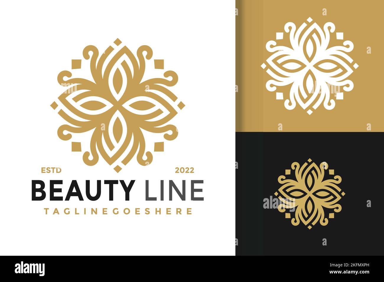 A Beauty Line logo design brand identity on a white background Stock ...