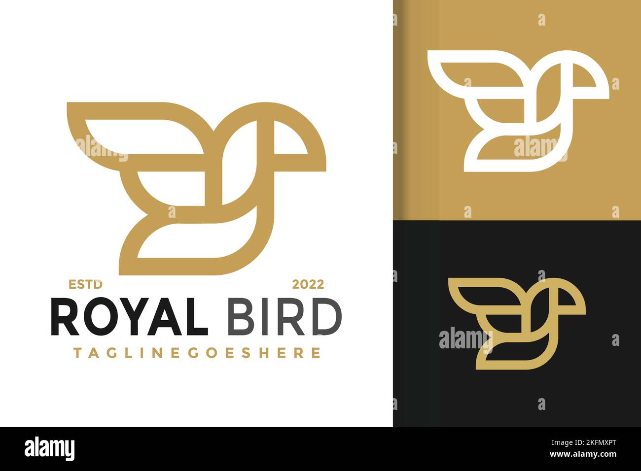 A Royal Bird logo design brand identity on a white background Stock ...