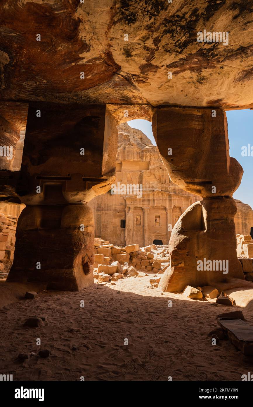 Tomb of the Roman Soldier seen from the Coloured Triclinium in Petra ...