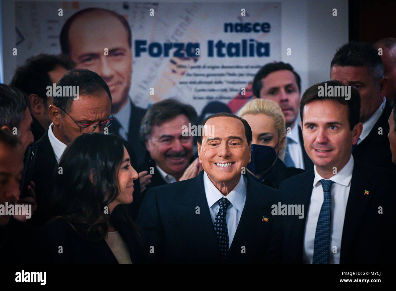 Silvio Berlusconi, President of Forza Italia party, opens the new Forza ...