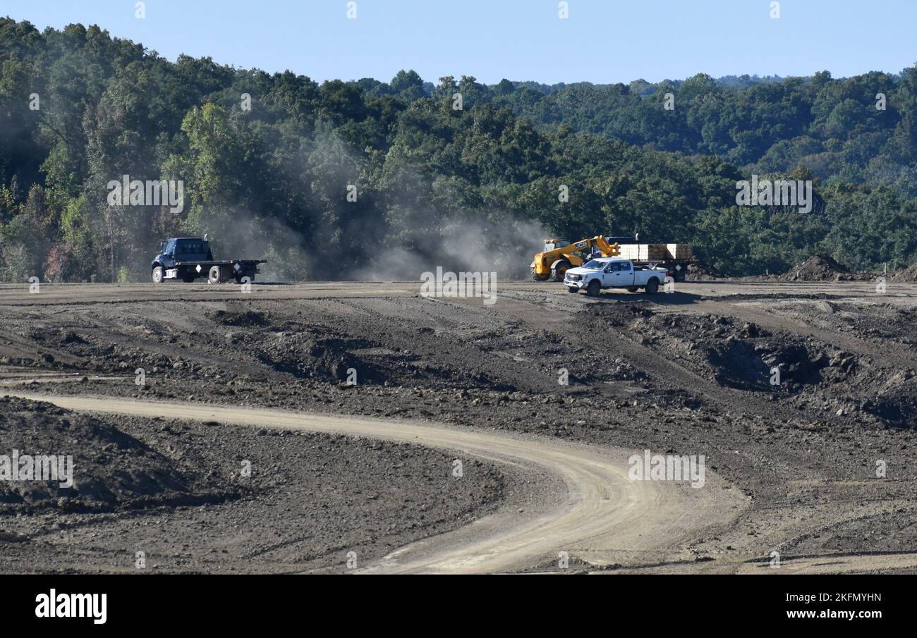 Crane Army workers prepare the demolition range for detonation as a way ...