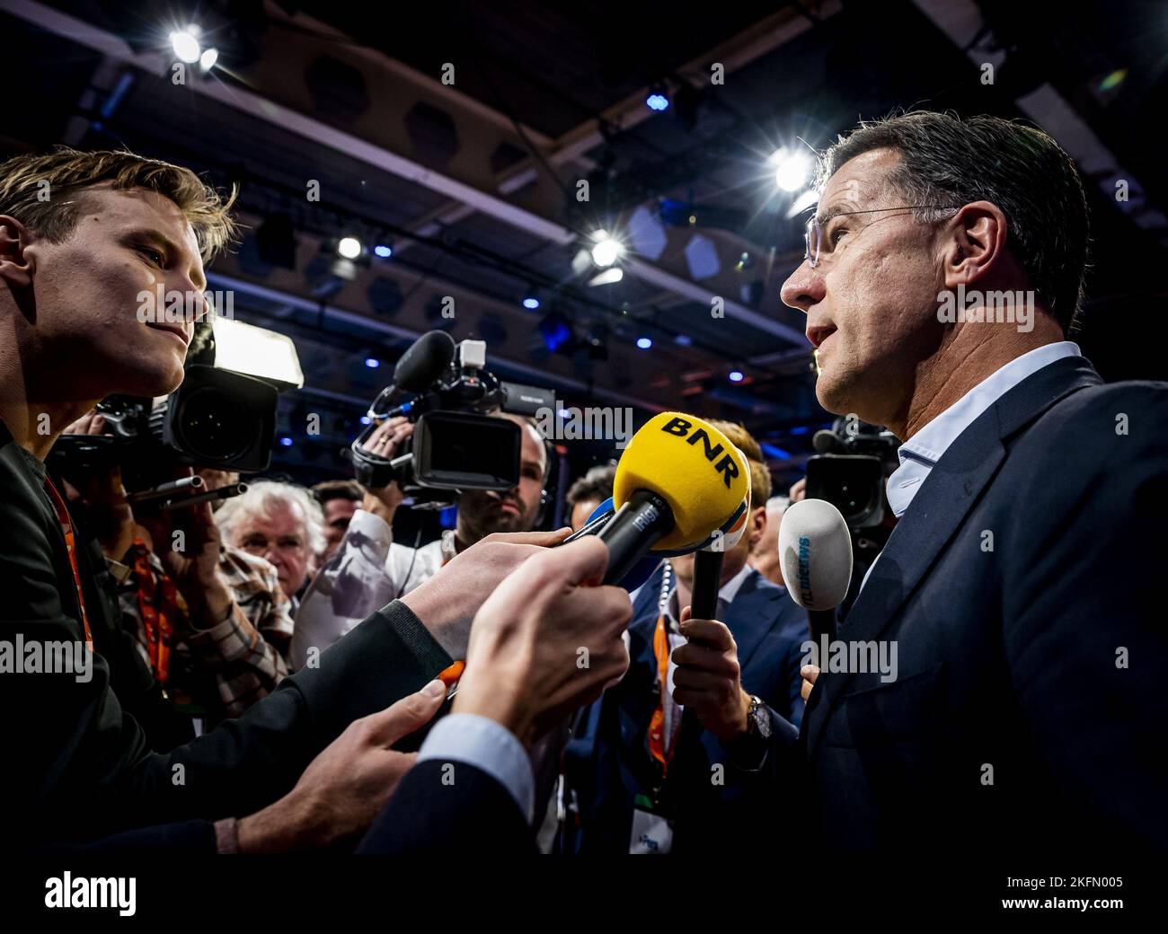 ROTTERDAM - Mark Rutte (VVD) speaks to the press during the autumn ...
