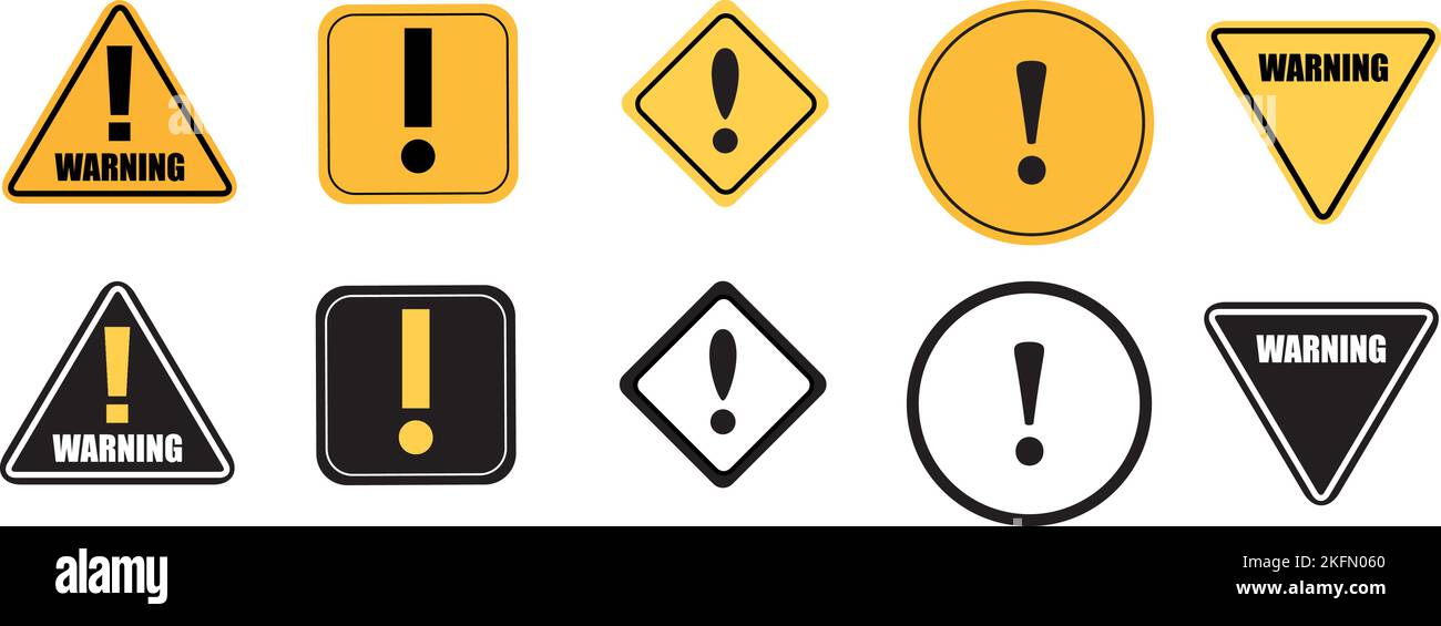 A pack of caution warning signs with exclamation danger, warnings ...