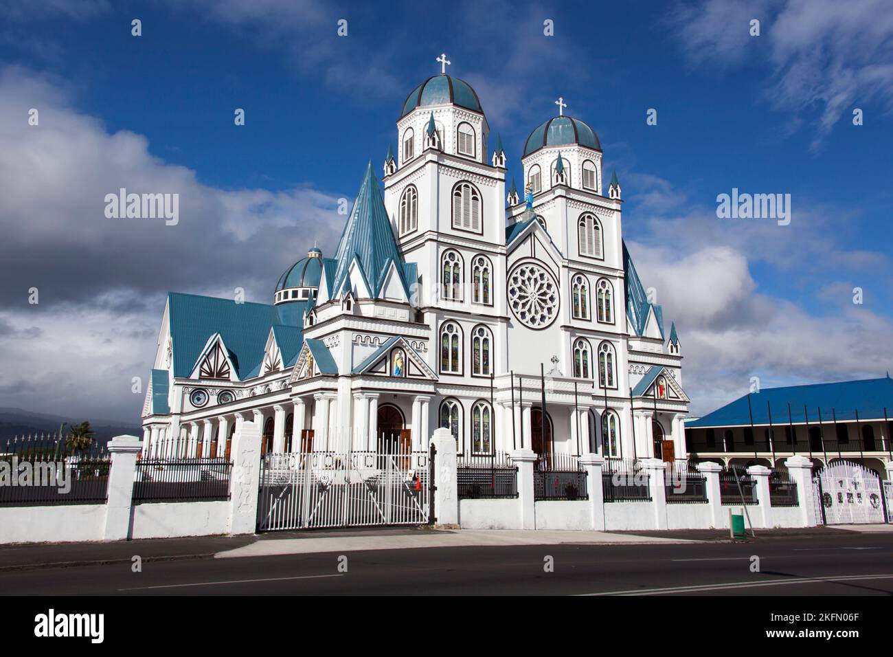 The morning view of Immaculate Conception Catholic Cathedral in Apia ...