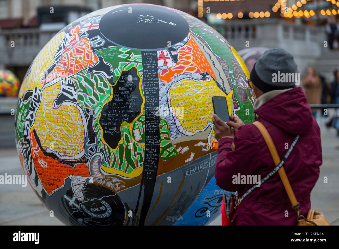 London, UK. 19 November 2022. One of the 96 globe sculptures designed ...
