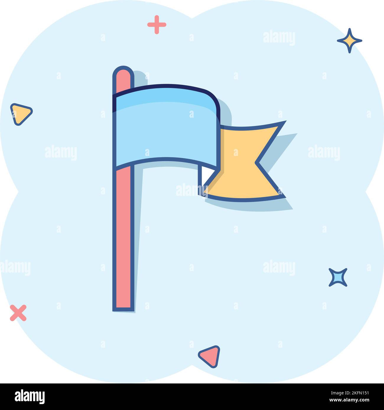 Flag icon in comic style. Pin cartoon vector illustration on white ...