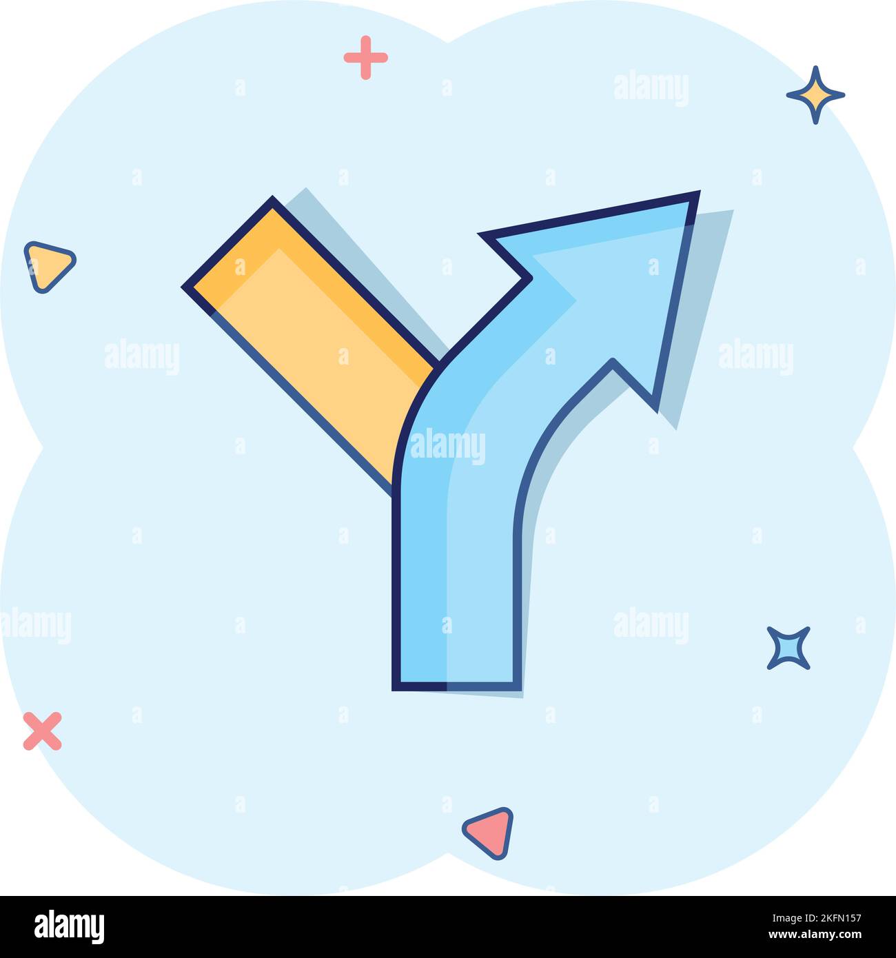 Crossroad icon in comic style. Road direction navigation cartoon vector ...