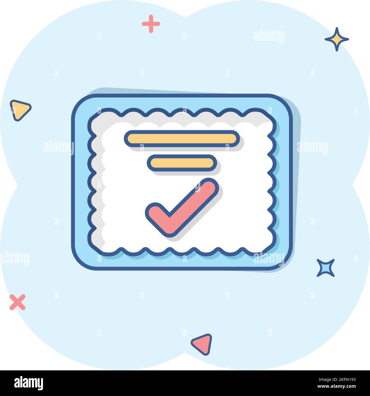 Approve certificate icon in comic style. Document check mark cartoon ...