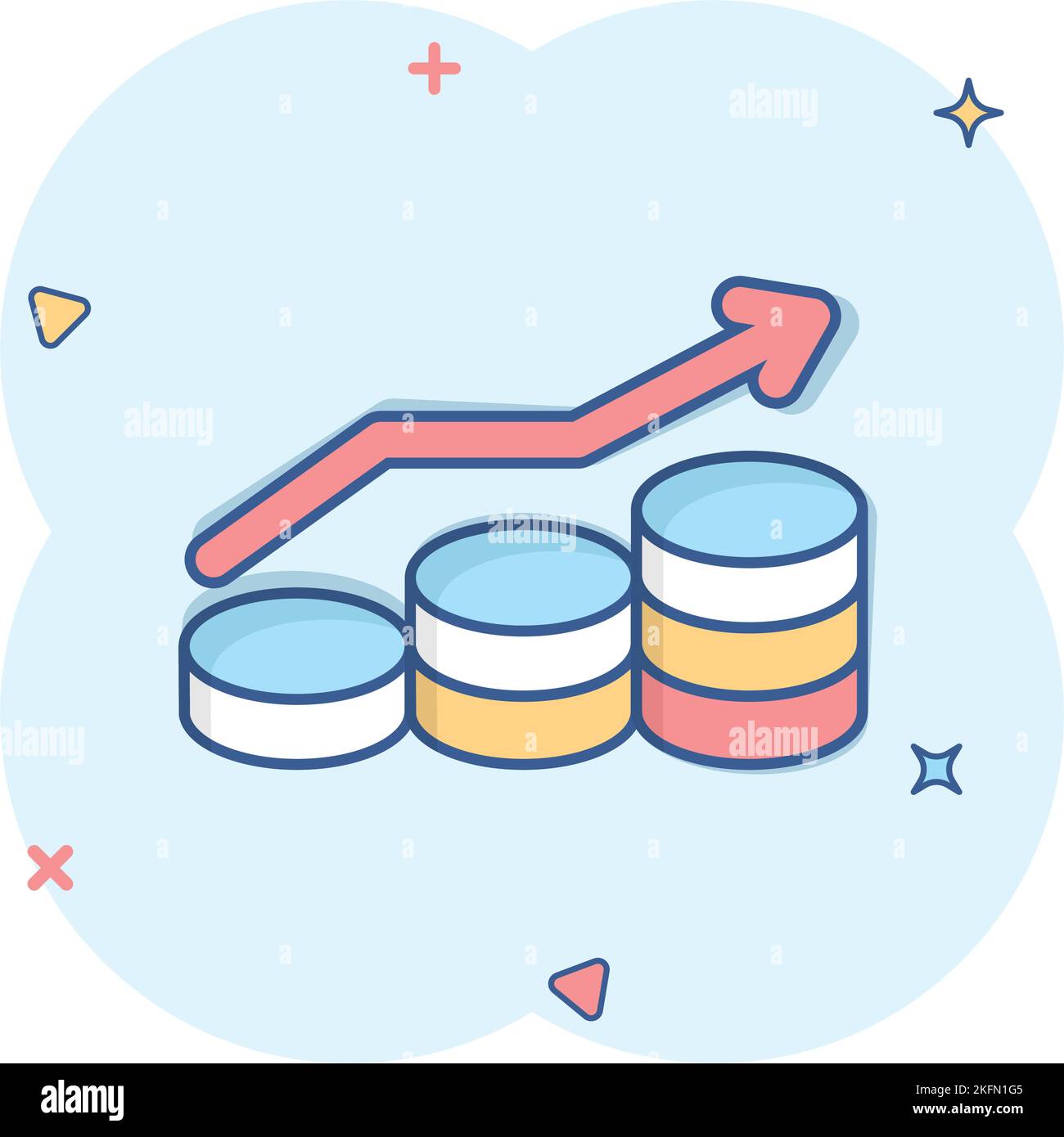 Income rate increase icon in comic style. Finance performance cartoon ...