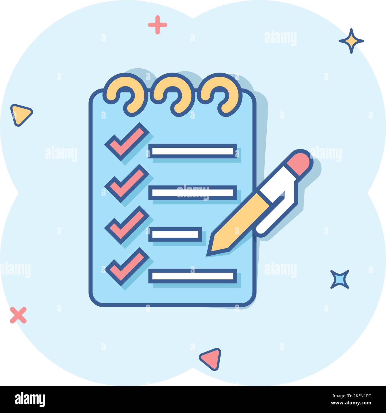 To do list icon in comic style. Document checklist cartoon vector ...