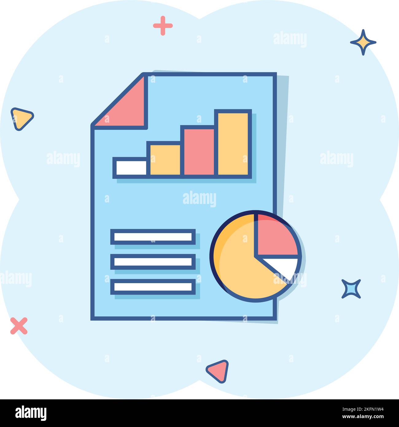 Financial statement icon in comic style. Document cartoon vector ...