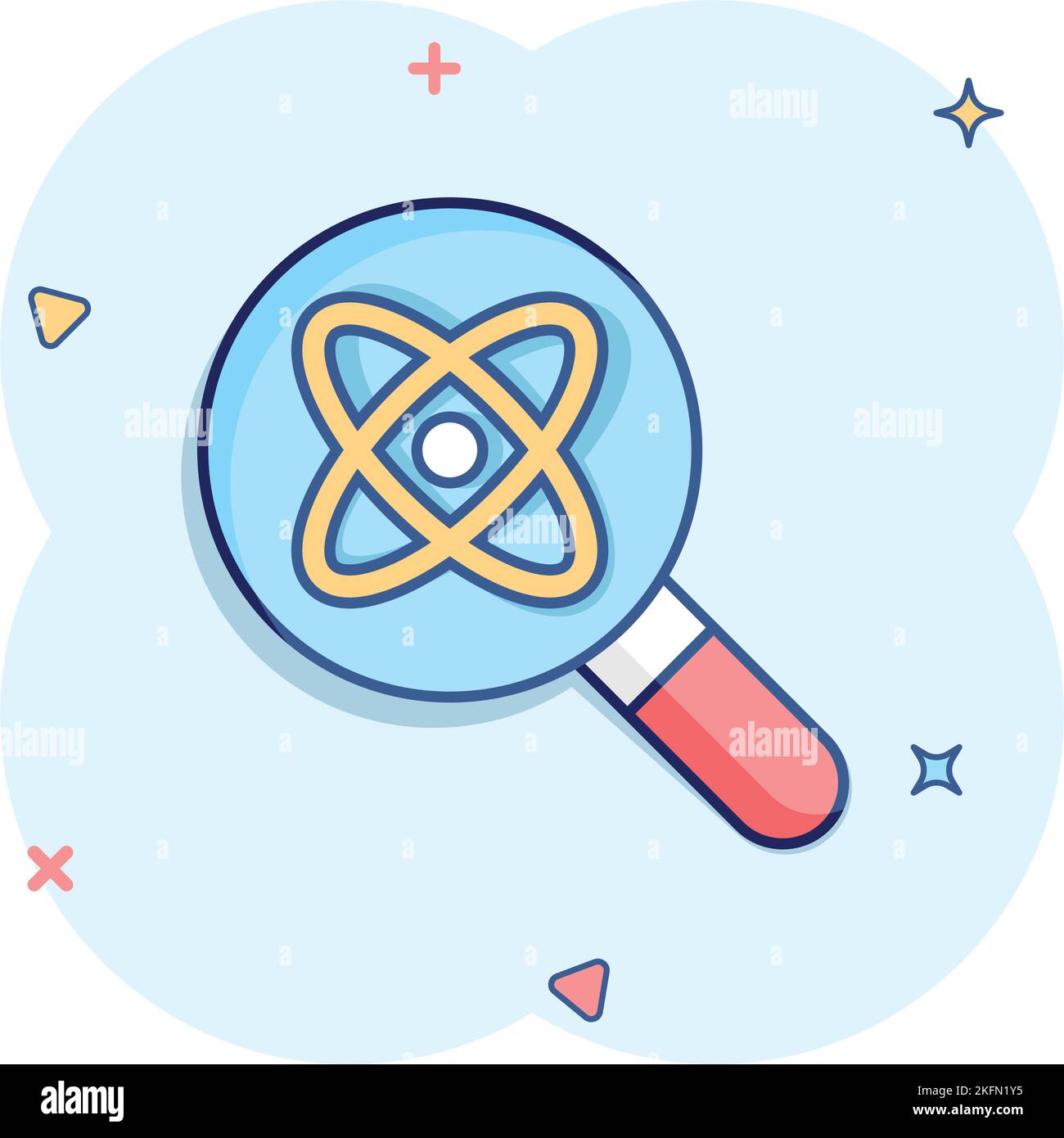 Science magnifier icon in comic style. Virus search cartoon vector ...