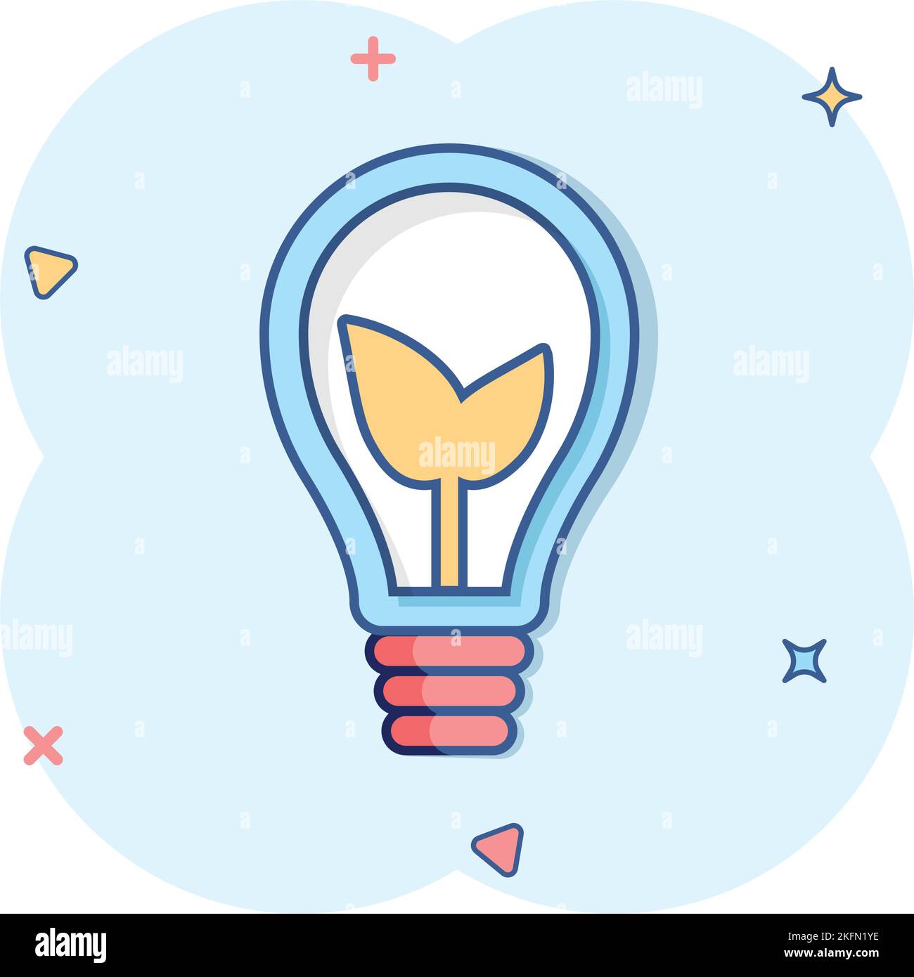 Light bulb icon in comic style. Lightbulb cartoon vector illustration ...
