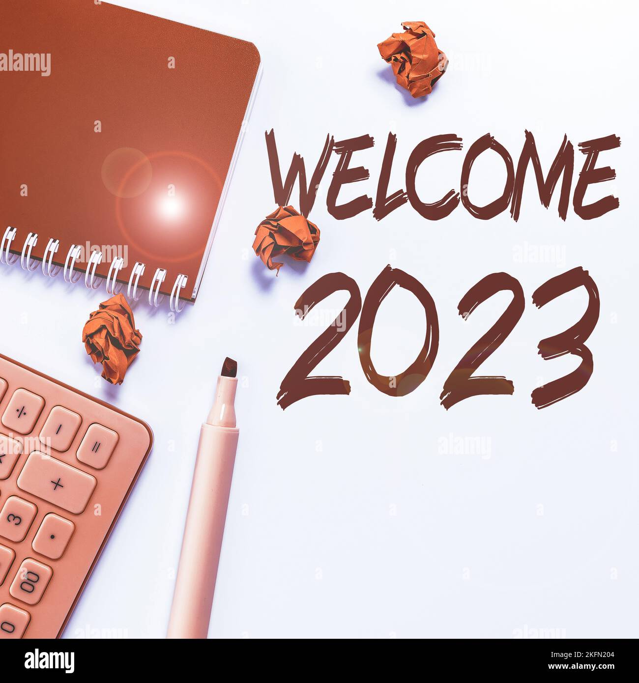 Hand writing sign Welcome 2023. Business approach New Year Celebration ...