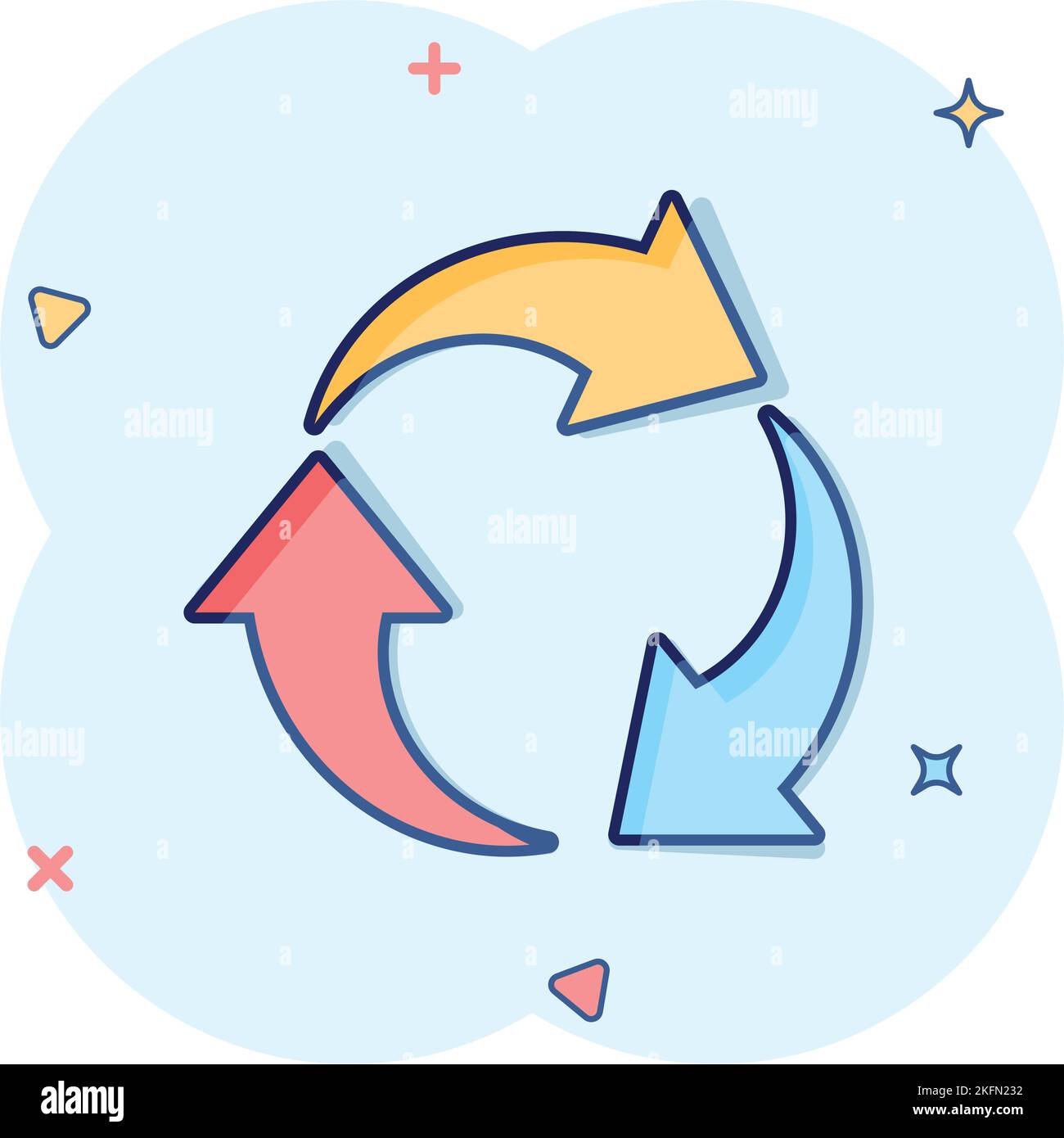 Recycle icon in comic style. Reuse cartoon vector illustration on white ...