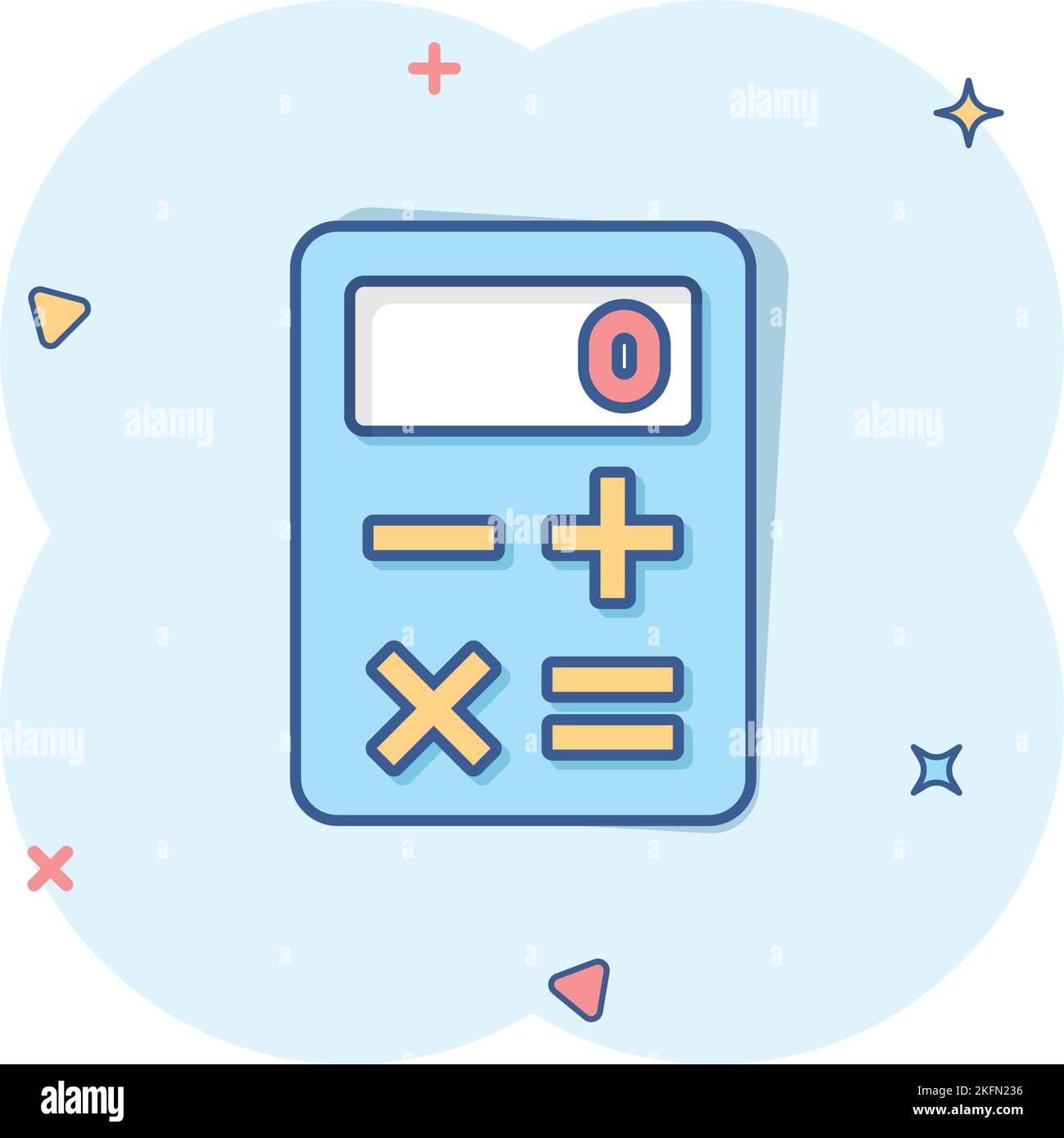 Calculator icon in comic style. Calculate cartoon vector illustration ...