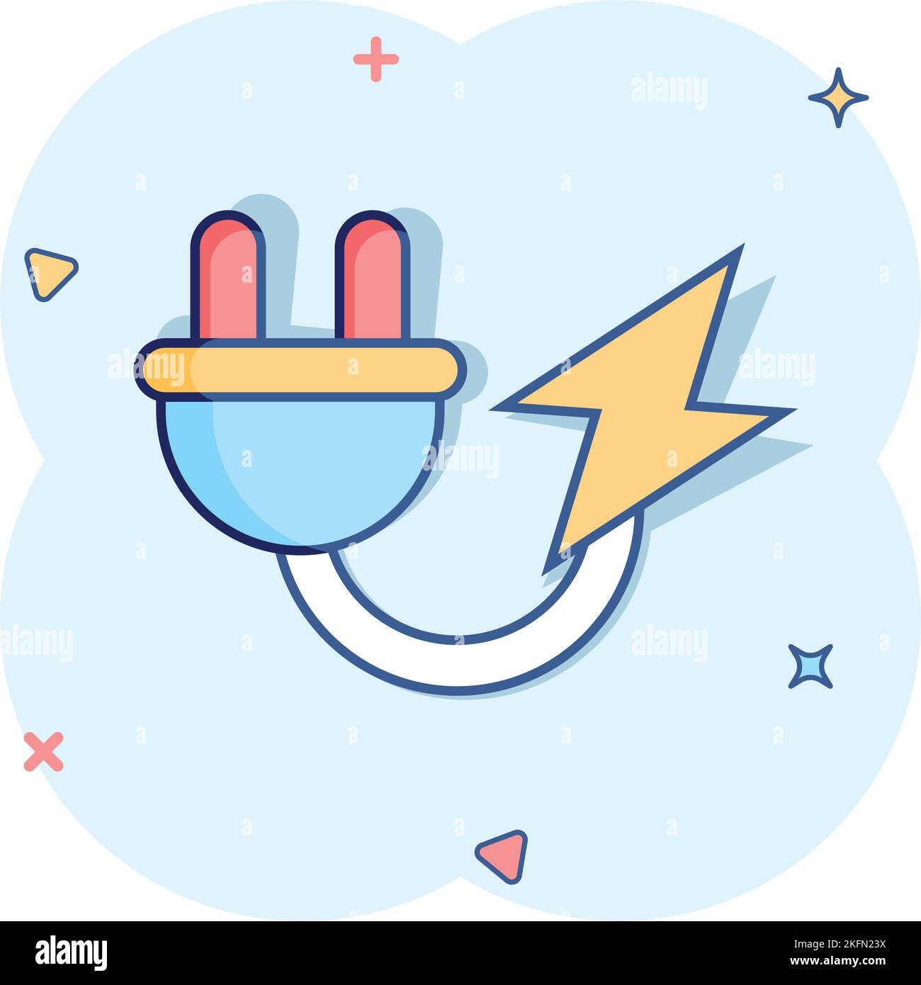 Electric plug icon in comic style. Power adapter cartoon vector ...