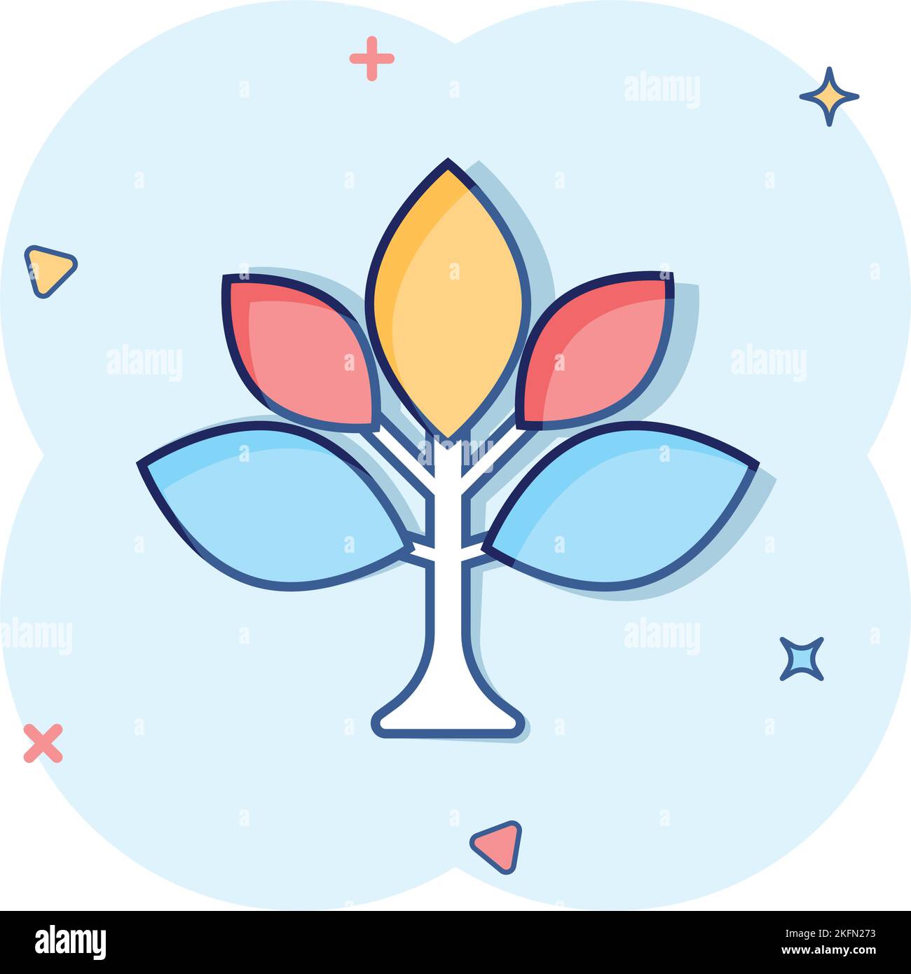 Leaf icon in comic style. Plant cartoon vector illustration on white ...