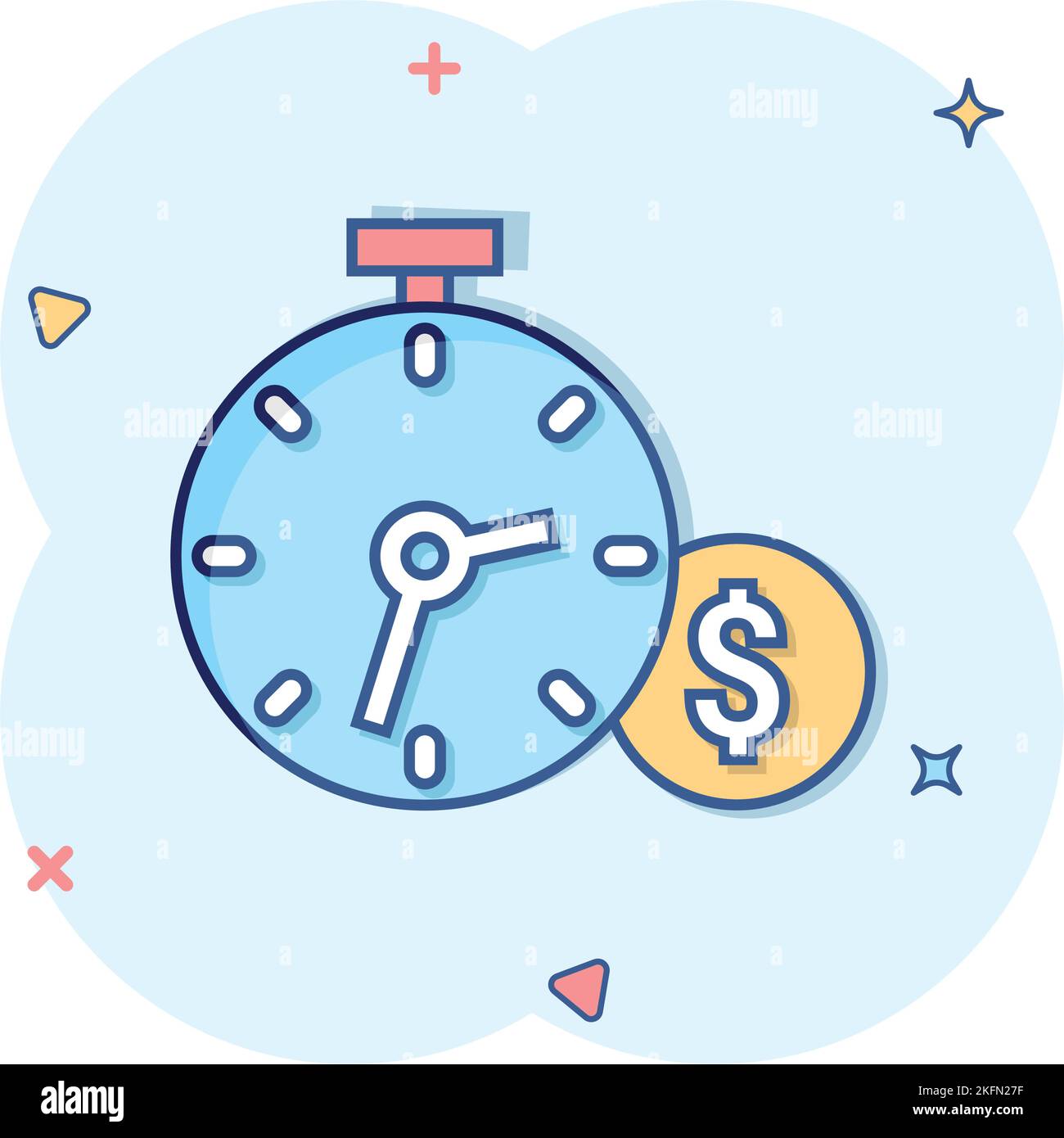 Time is money icon in comic style. Clock with dollar cartoon vector ...