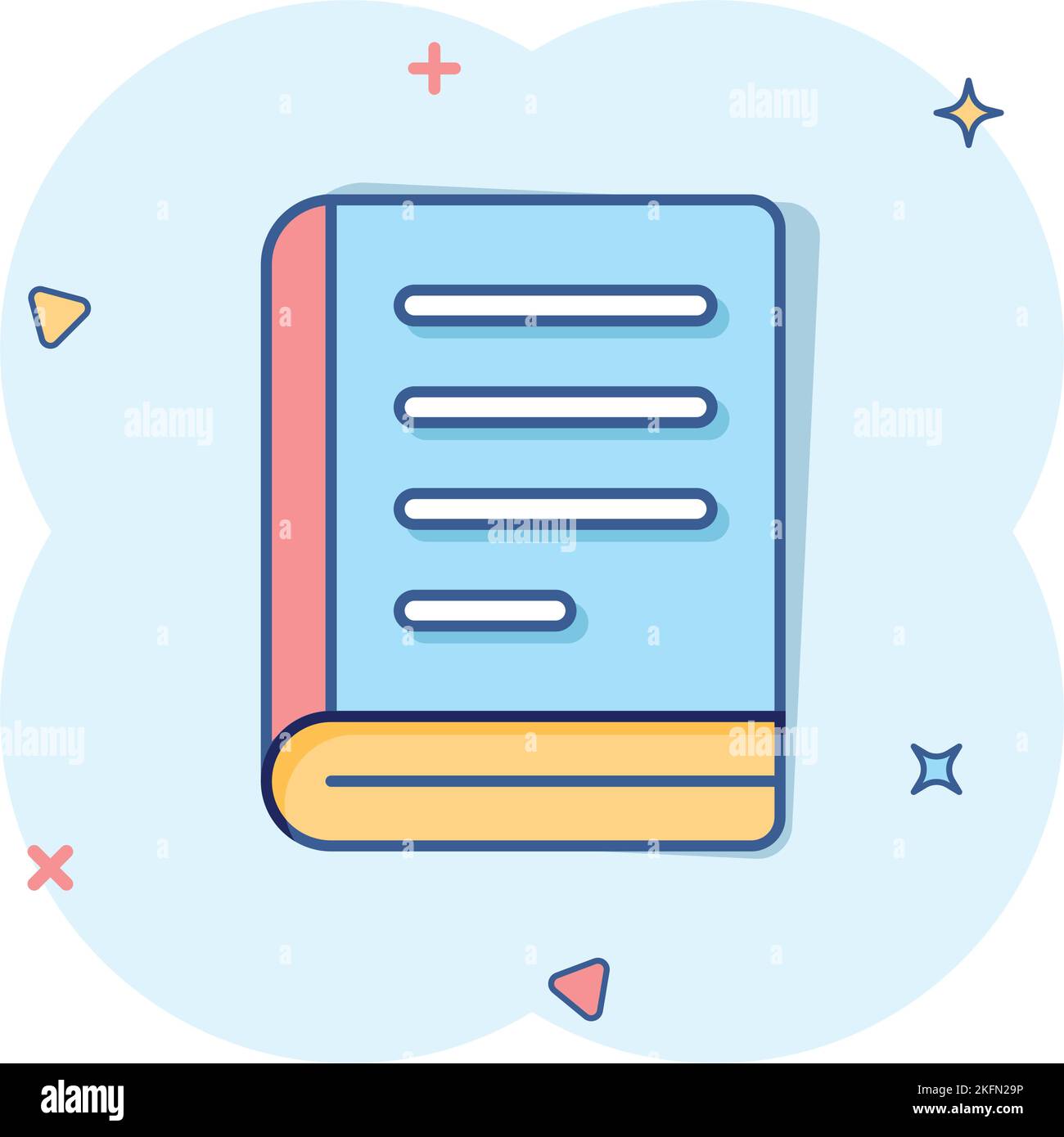 Document book icon in comic style. Paper sheet cartoon vector ...