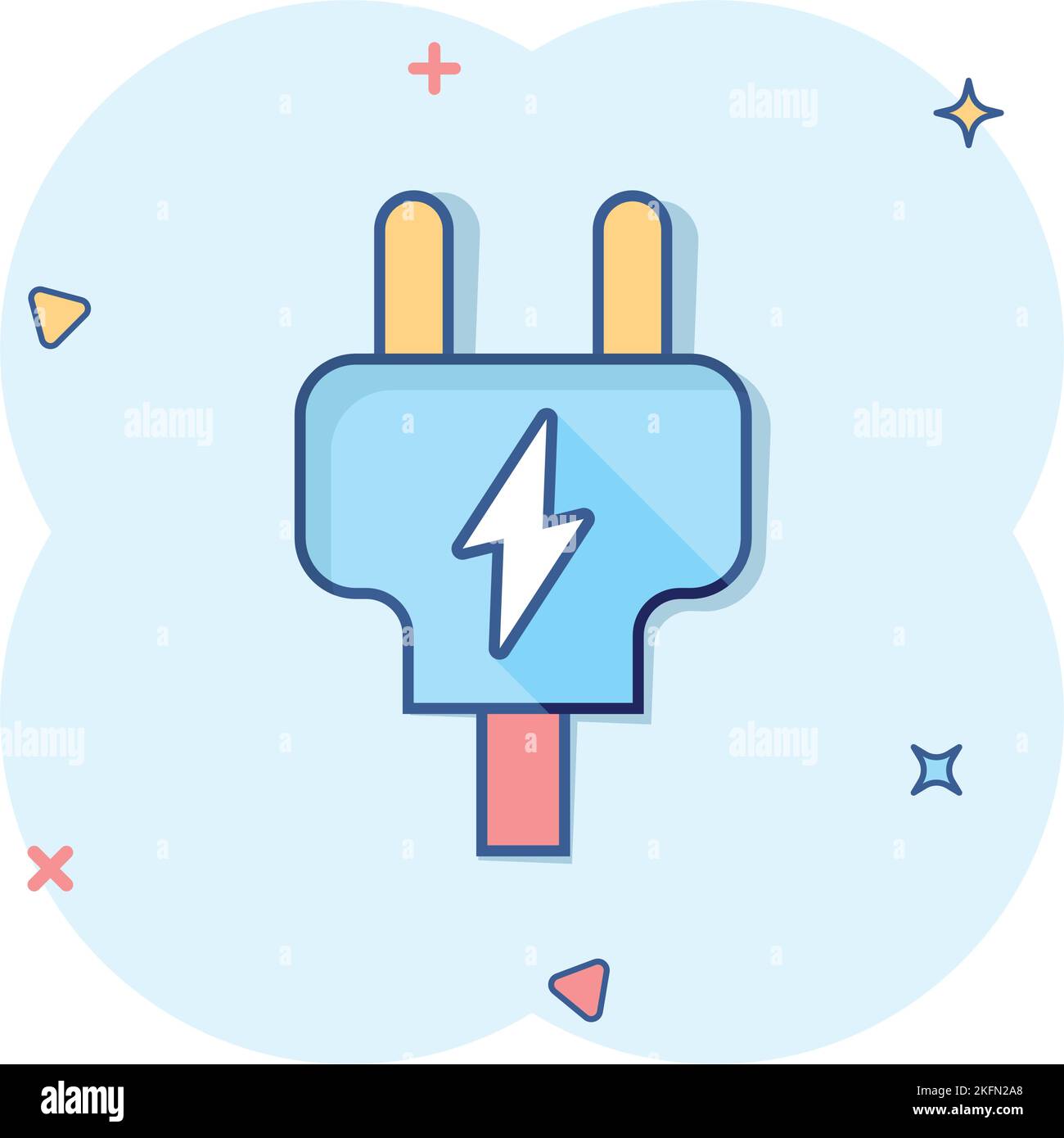 Electric plug icon in comic style. Power adapter cartoon vector ...
