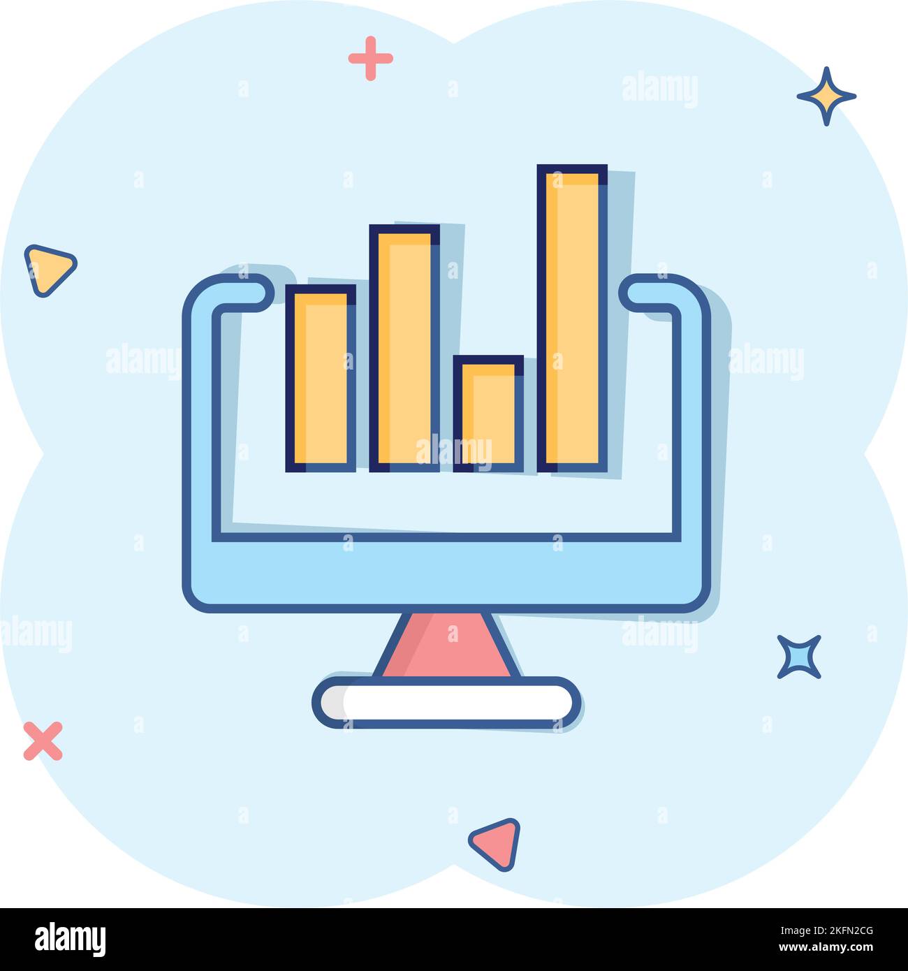 Website analytics icon in comic style. SEO data cartoon vector ...