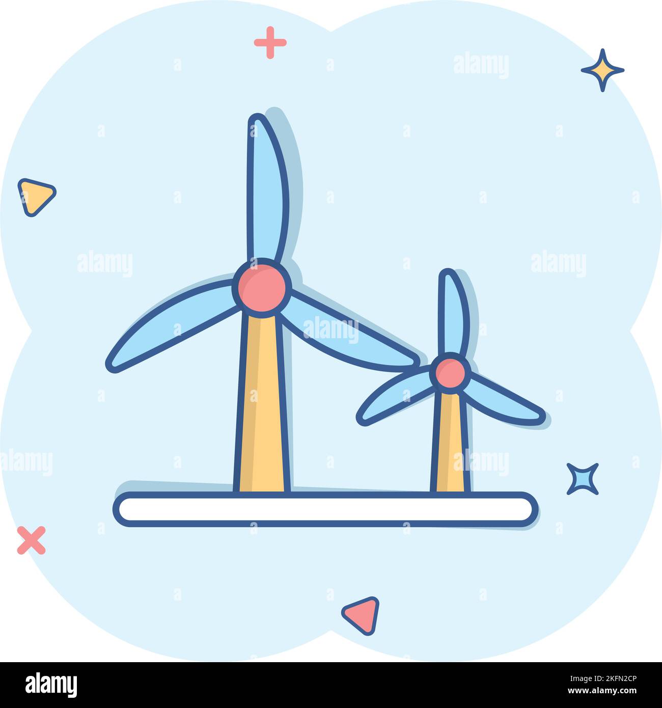 Wind power plant icon in comic style. Turbine cartoon vector ...