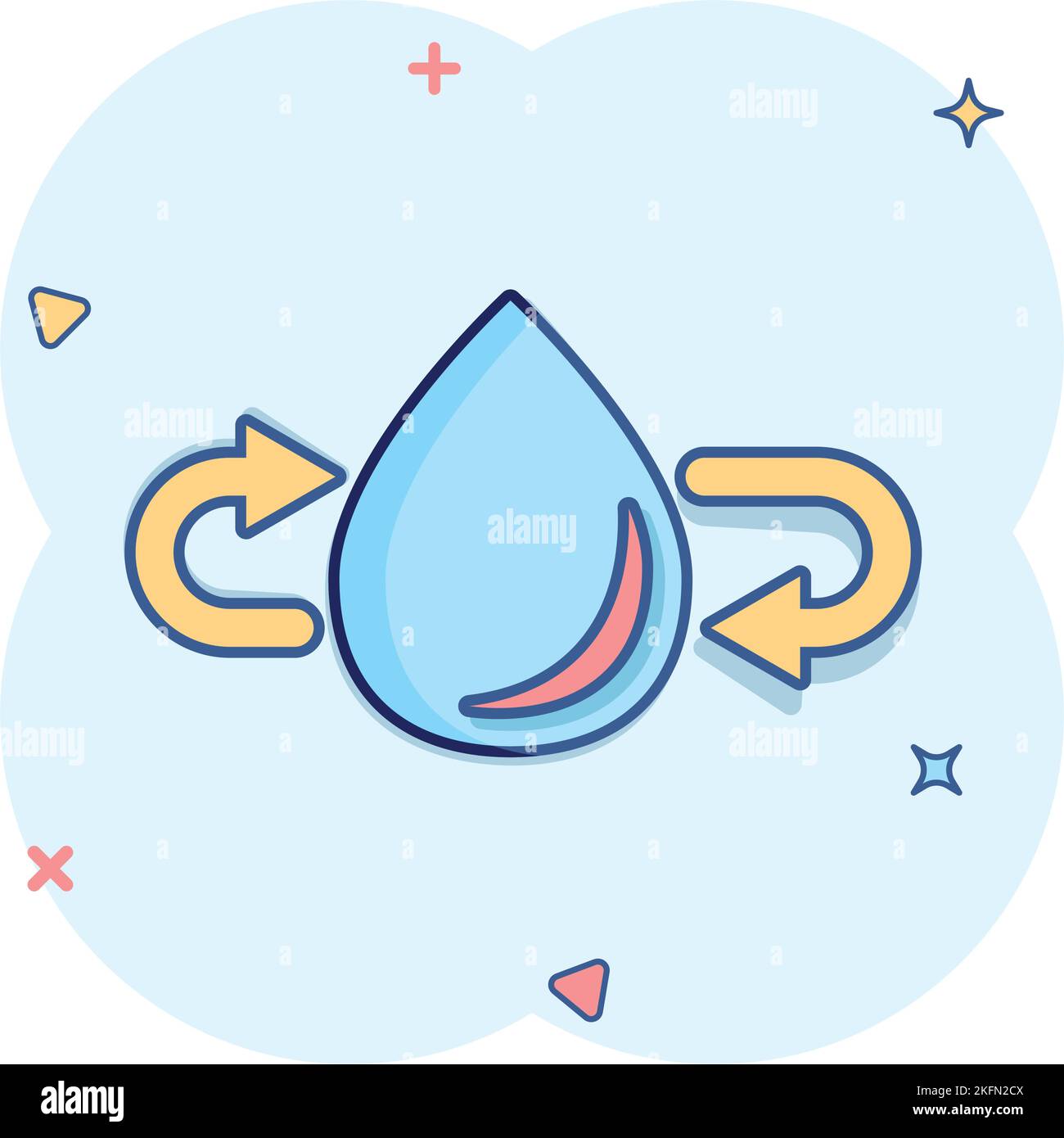 Water drop icon in comic style. Droplet cartoon vector illustration on ...