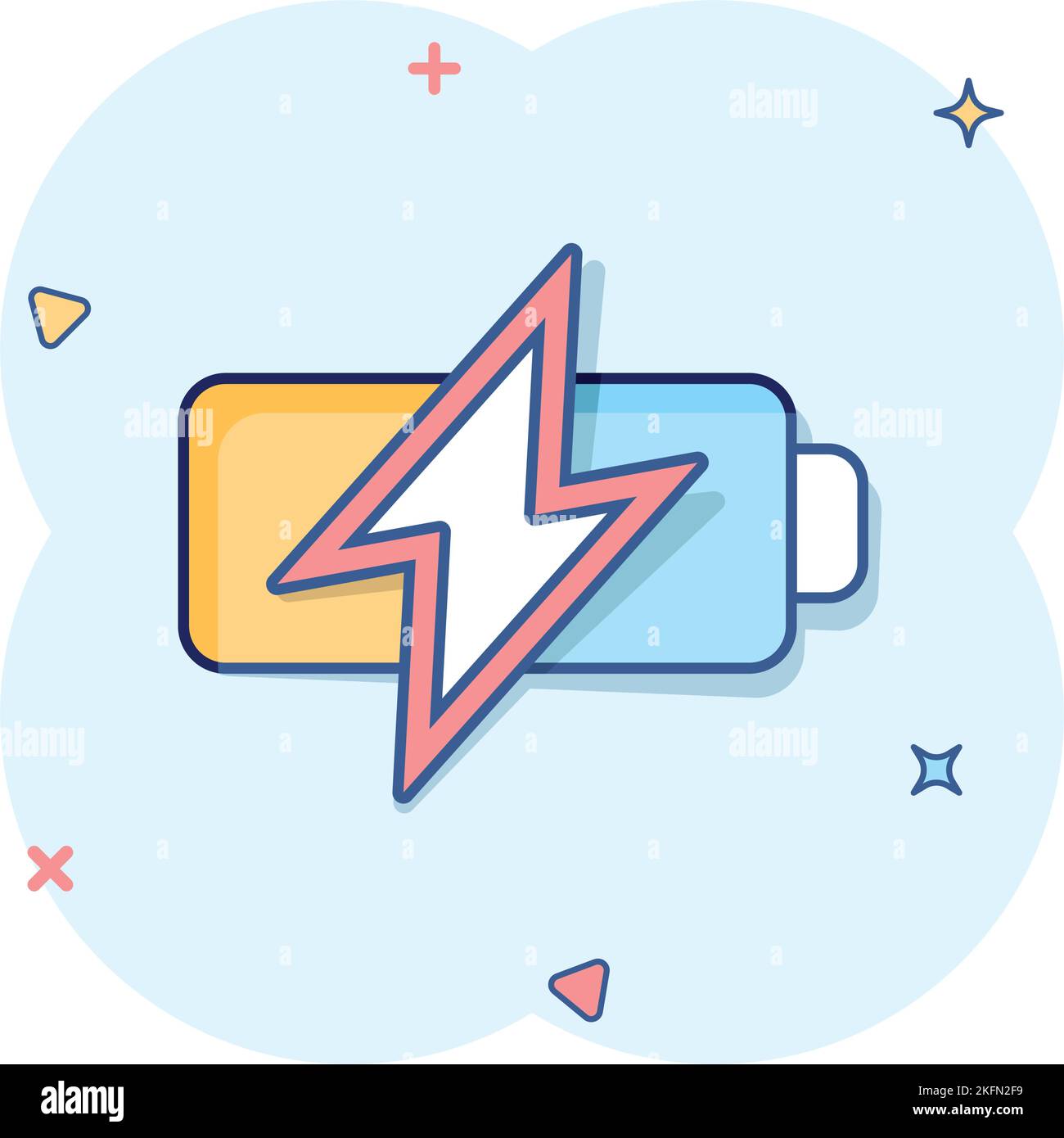Battery icon in comic style. Accumulator cartoon vector illustration on ...