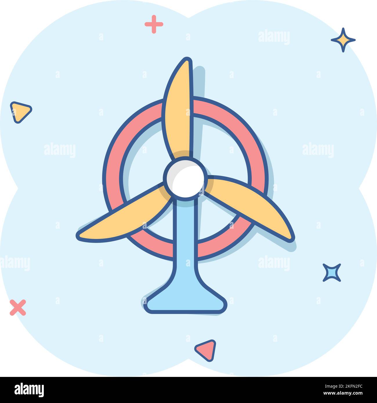 Wind power plant icon in comic style. Turbine cartoon vector ...
