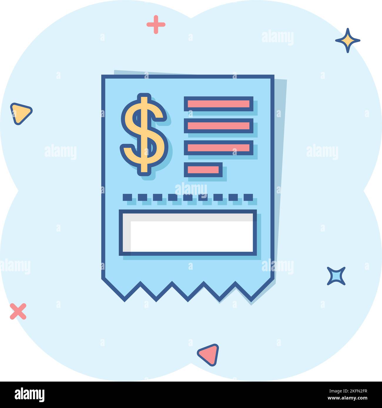 Money check icon in comic style. Checkbook cartoon vector illustration ...