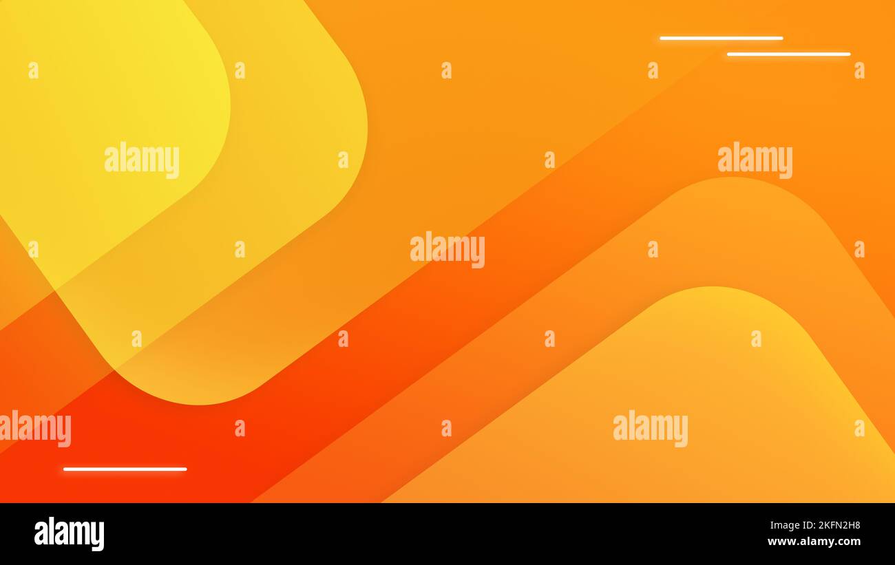 Layered and transparent geometric yellow and orange shapes on red to ...