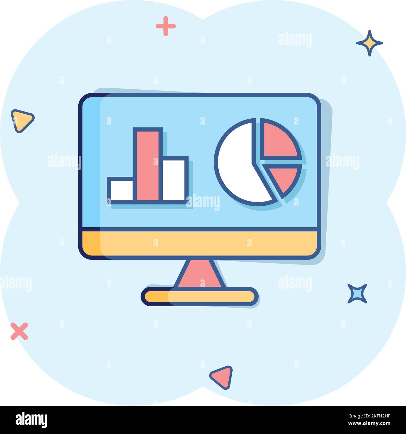 Website analytics icon in comic style. SEO data cartoon vector ...